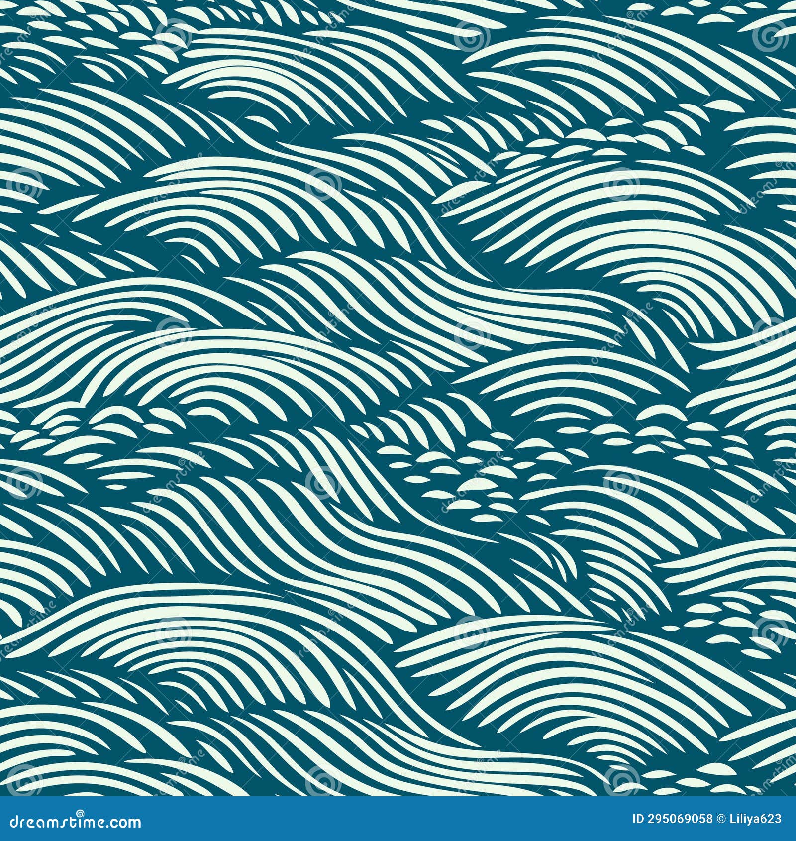 Blue and White Waves, Flat Seamless Pattern Stock Vector - Illustration ...