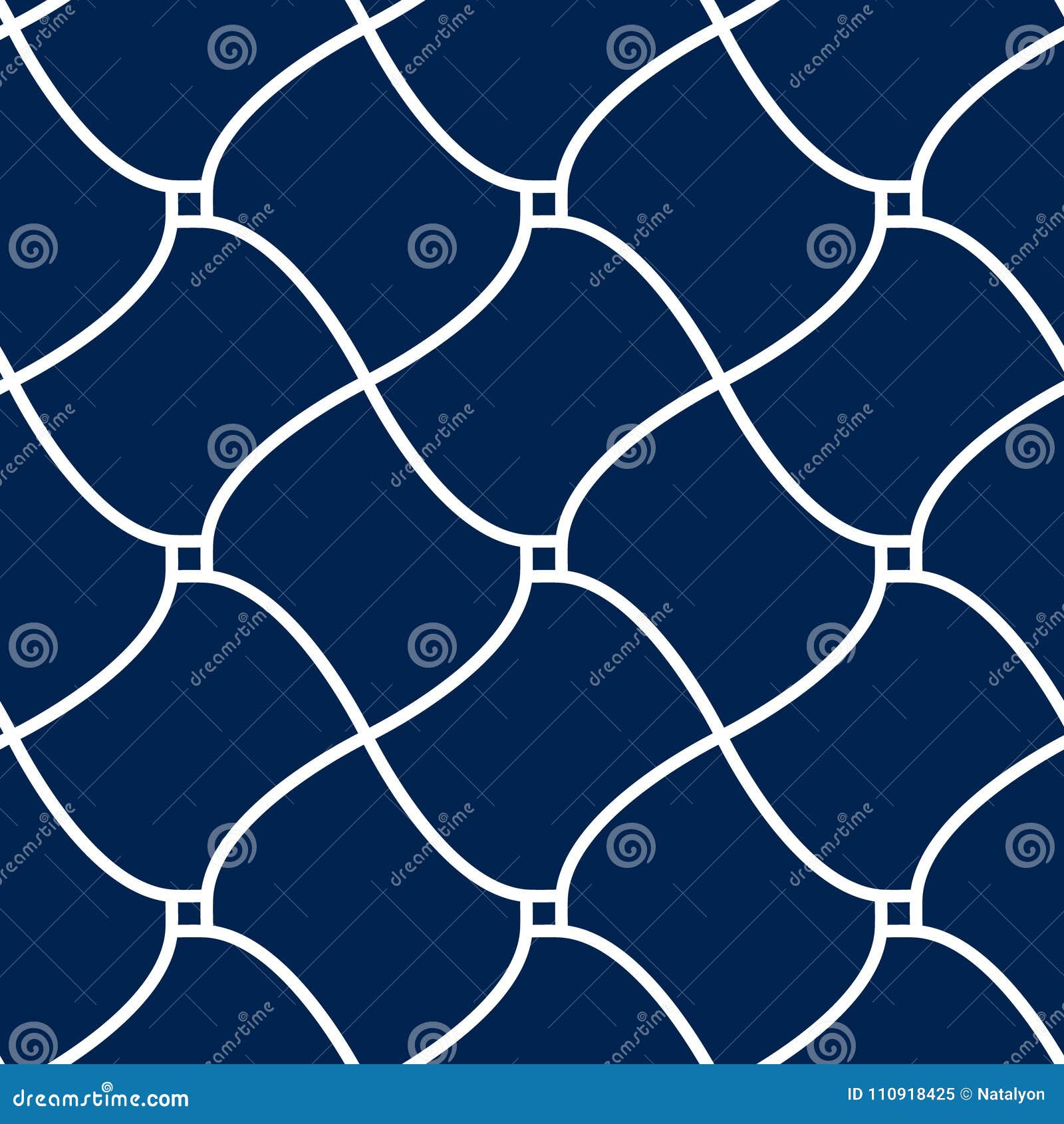 Blue and White Wavy Lines Checker Abstract Geometric Seamless Pattern ...