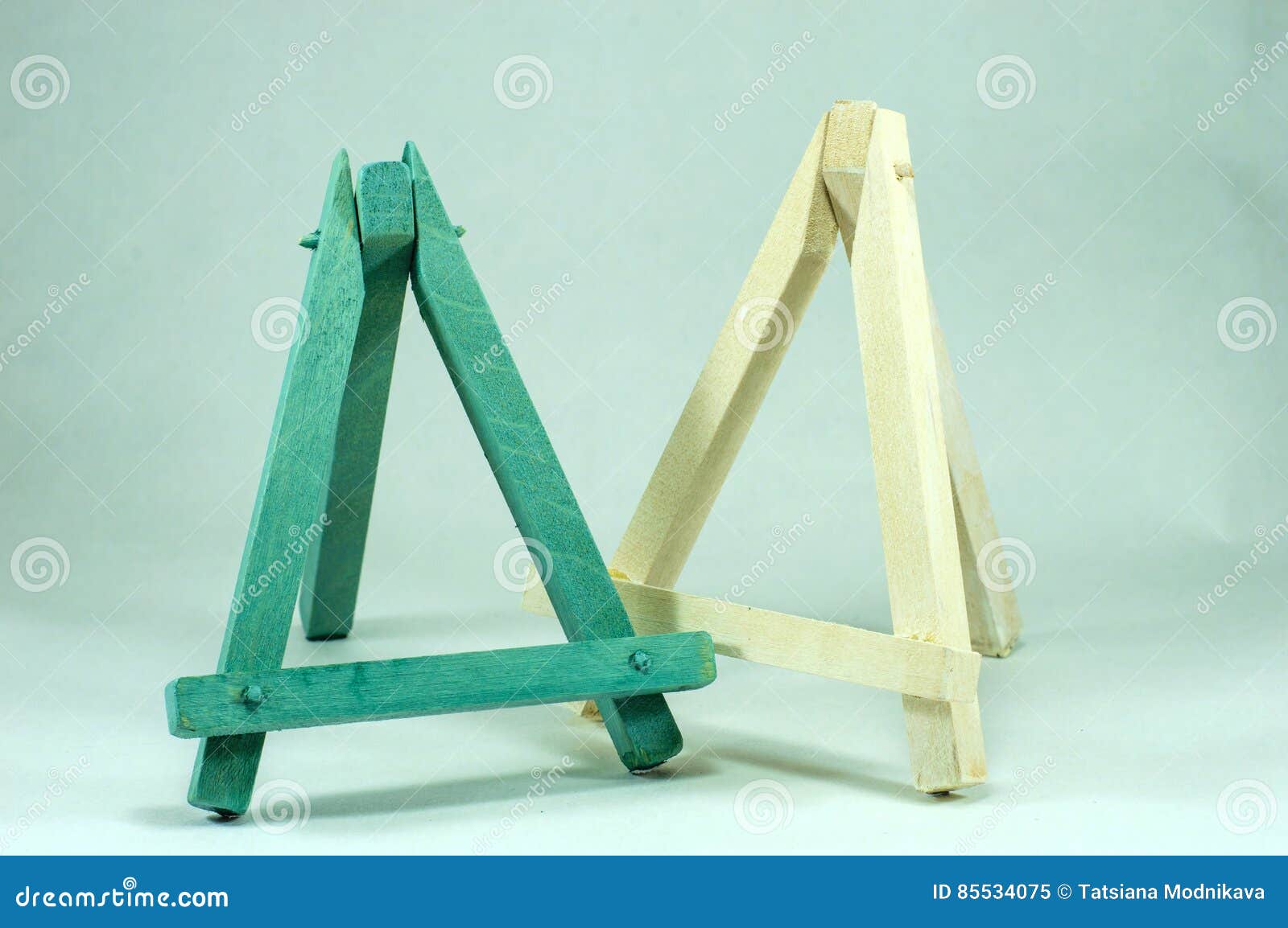 Blue and White Wooden Mini Easels. Stock Image - Image of isolated ...
