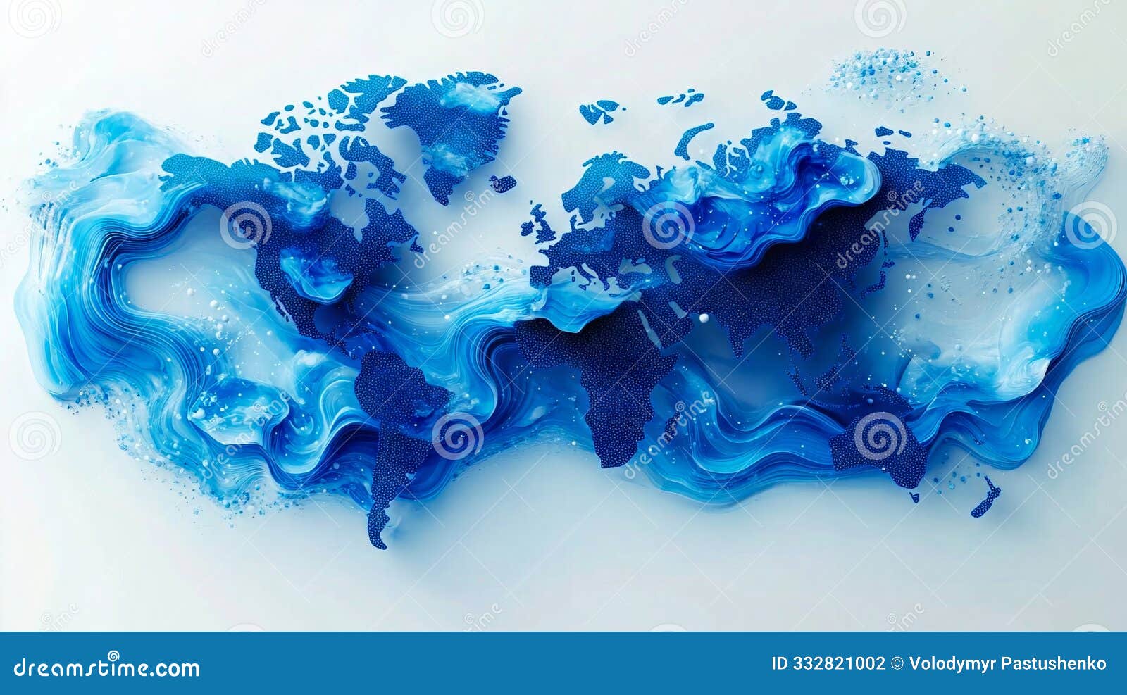 A Blue and White World Map Made Out of Water Stock Photo - Image of ...