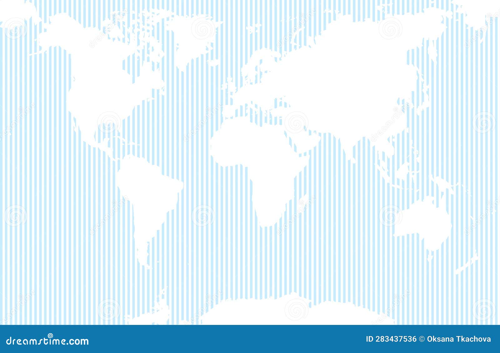 Blue and White World Map with a Vertical Stripes Stock Illustration ...