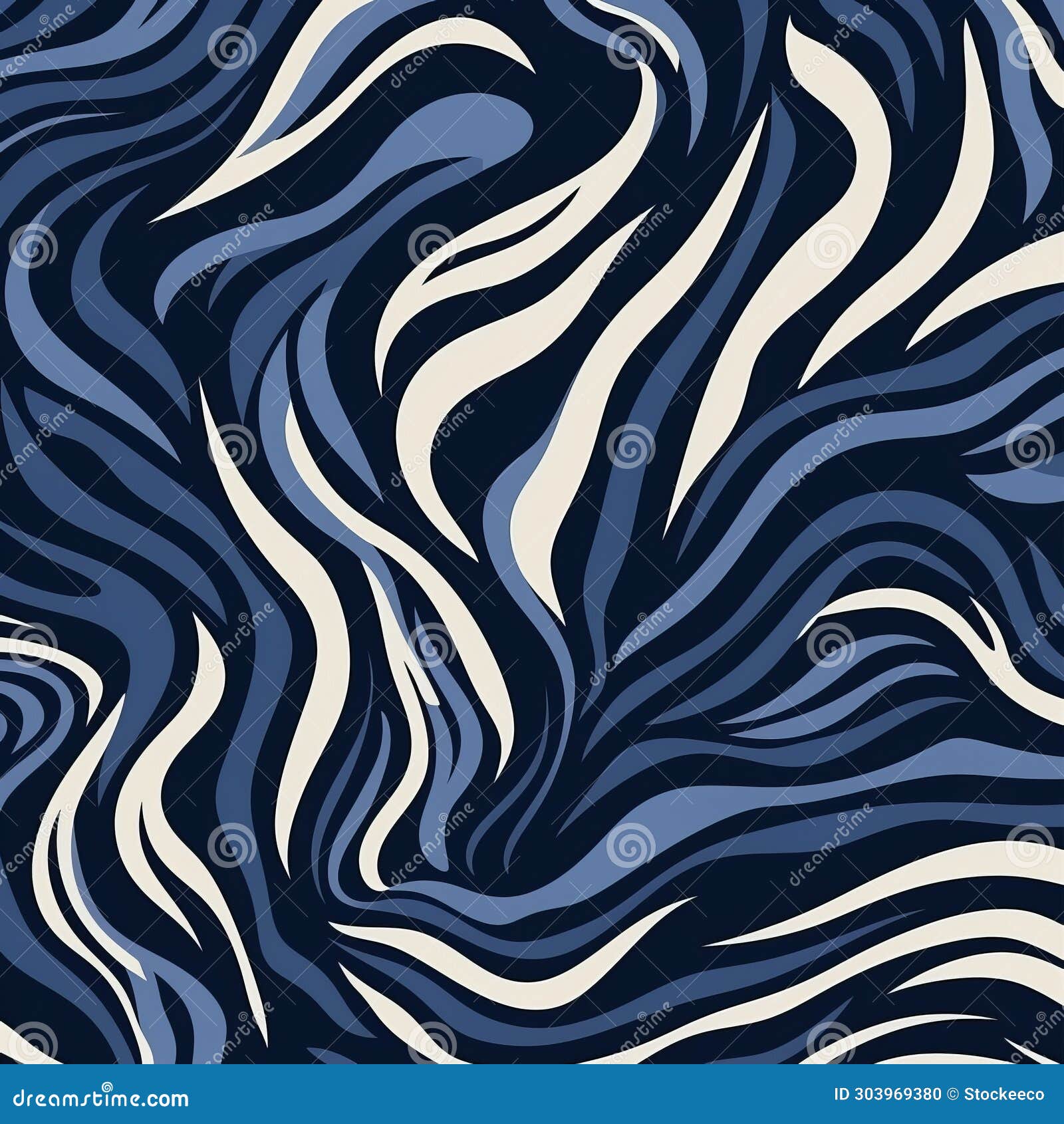 Bold Blue Zebra Print in Navy Colors Stock Illustration - Illustration ...