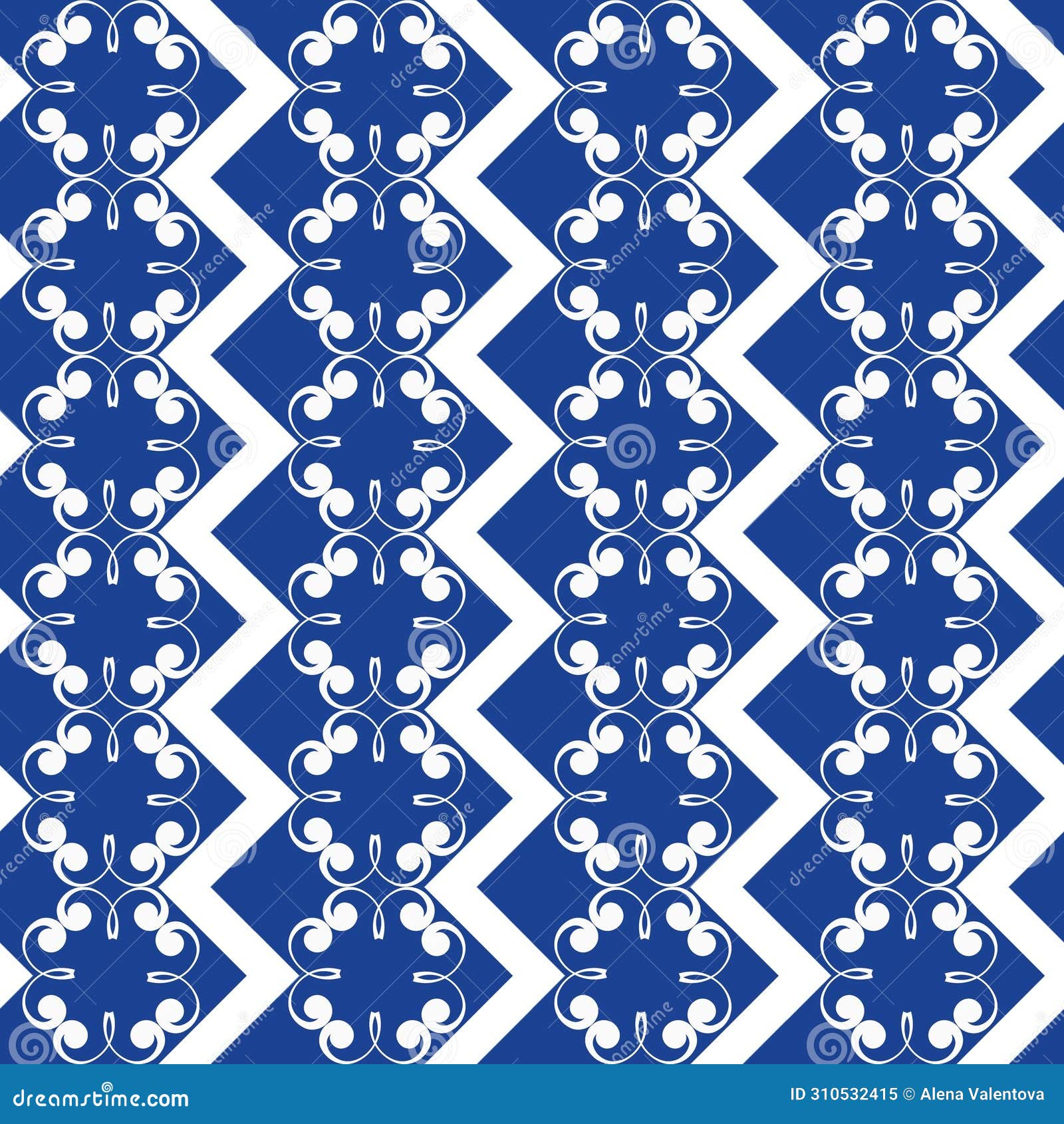 Blue and White Zig Zag Design As Seamless Pattern. Stock Illustration ...