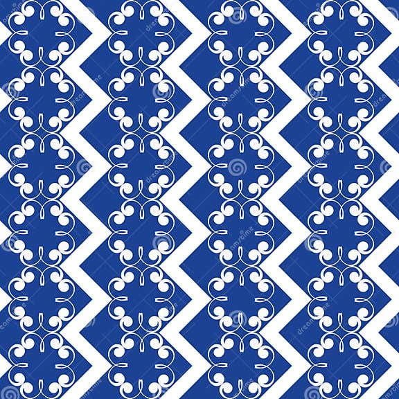 Blue and White Zig Zag Design As Seamless Pattern. Stock Illustration ...