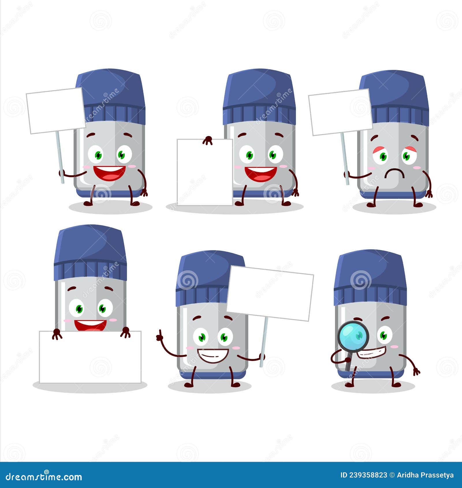 Blue Whiteboard Marker Cartoon Character Bring Information Board Stock ...