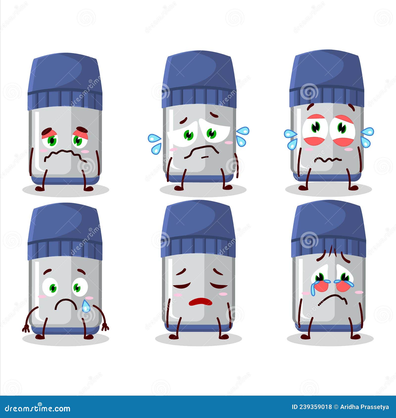 Blue Whiteboard Marker Cartoon Character with Sad Expression Stock ...