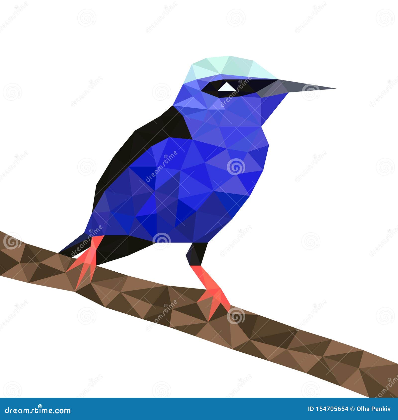 Blue wild polygon bird stock vector. Illustration of raven - 154705654