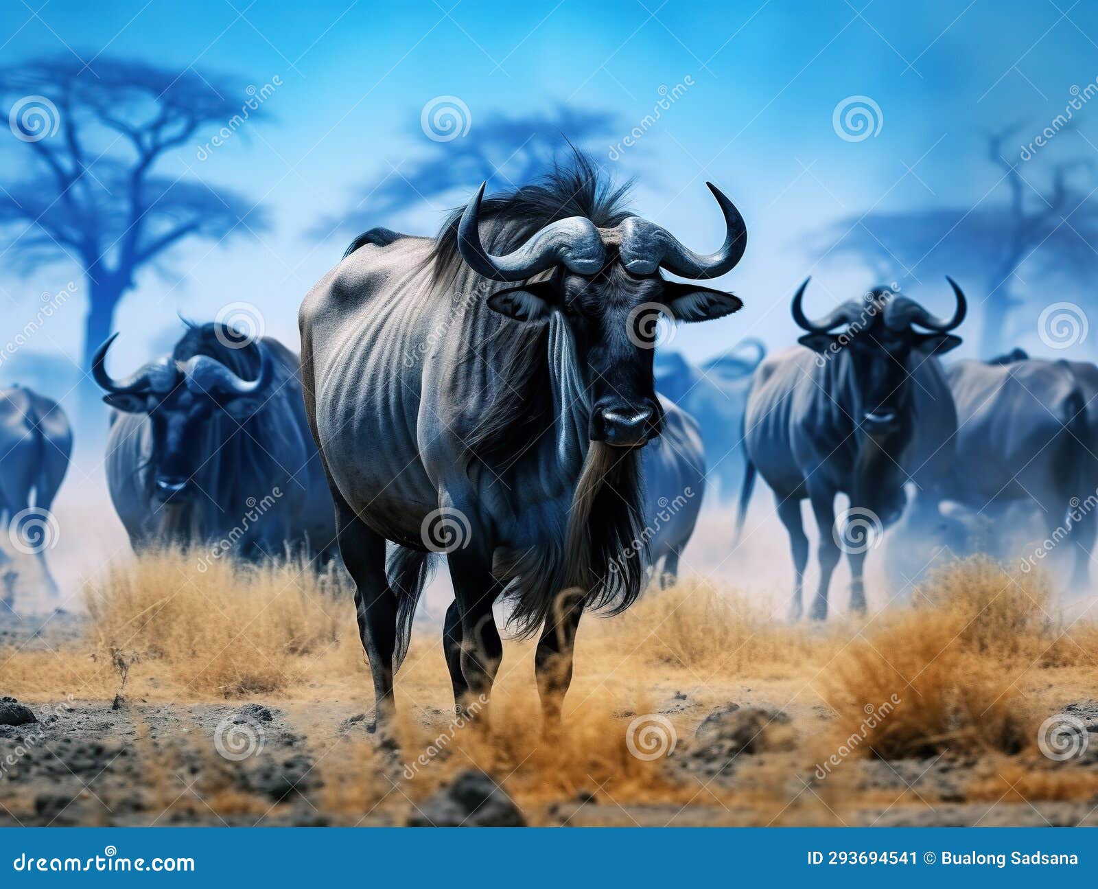 Gnu, Blue Wildebeest Illustration, Drawing, Engraving, Ink, Line Art ...