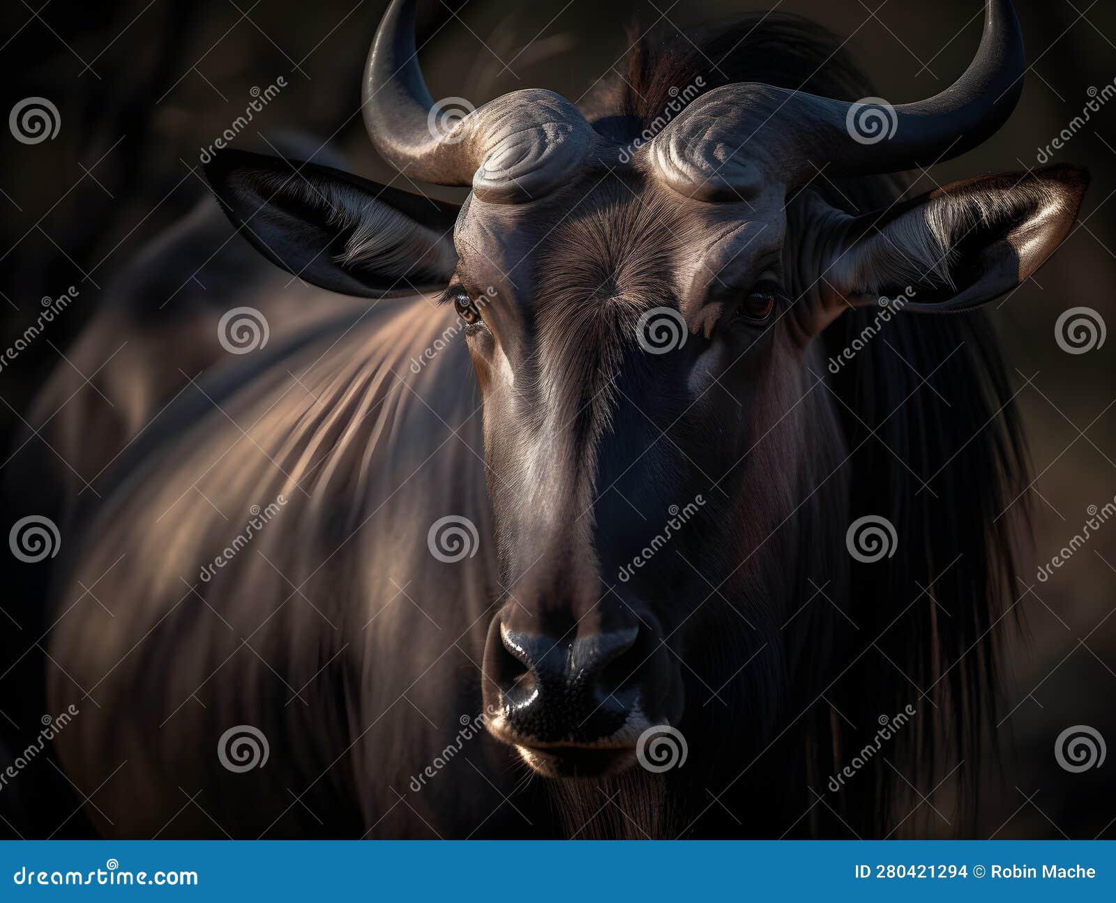 Close Up of Blue Wildebeest in Sand Dry Stock Illustration ...