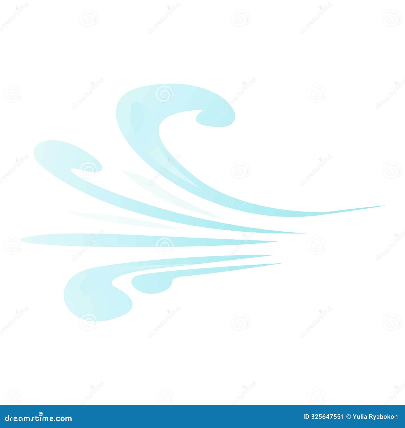 Blue Wind Swirling Gracefully on White Background Stock Vector ...
