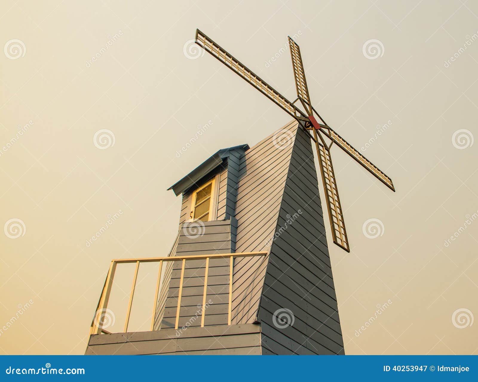 Blue windmill stock image. Image of cone, landmark, door - 40253947