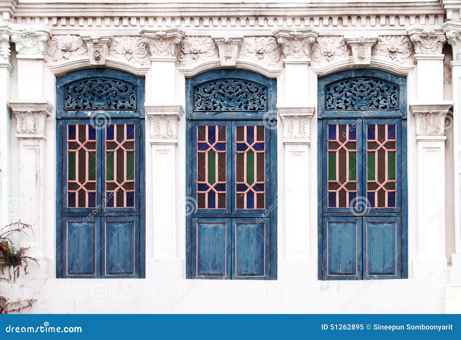 Blue window colonial style stock image. Image of window - 51262895