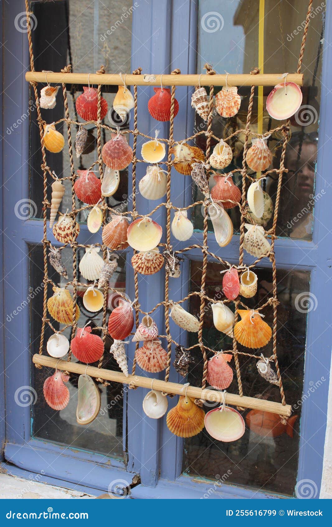 Blue Window Decorated with Sea Shells Stock Image - Image of window ...