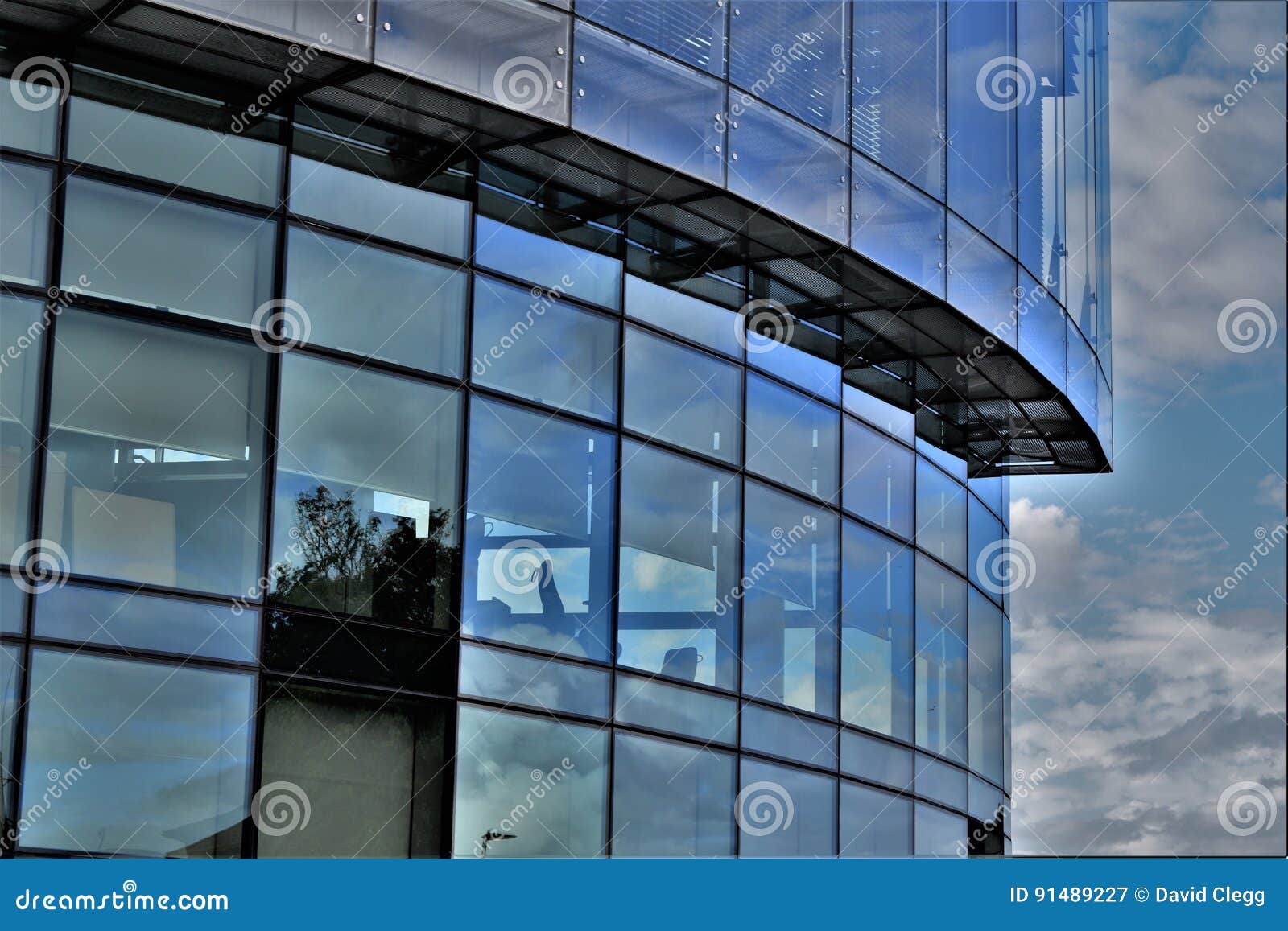 The blue window stock image. Image of reflections, clouds - 91489227