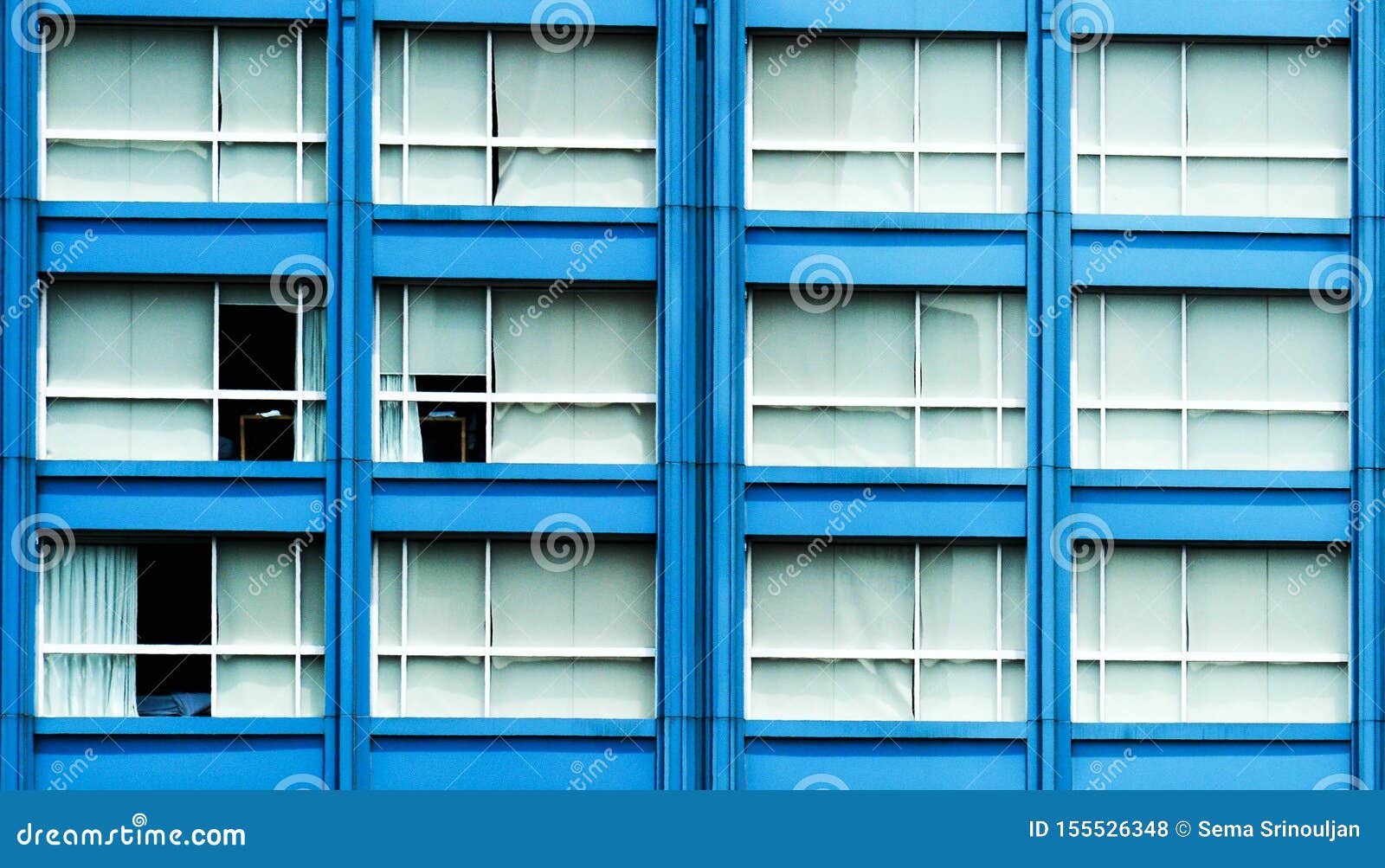 Blue window pattern. stock photo. Image of city, blue - 155526348