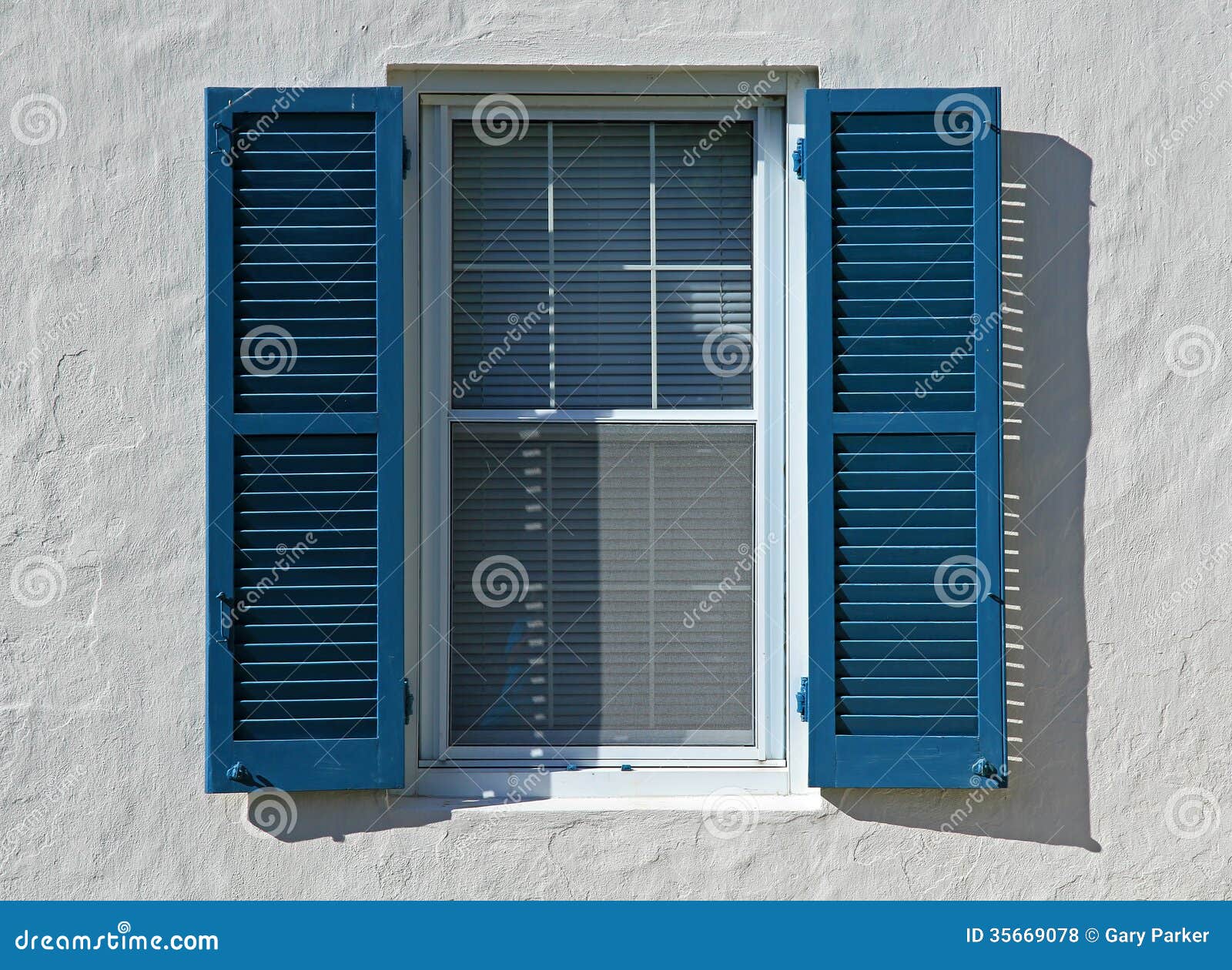 Blue Window Shutters stock photo. Image of stone, exterior - 35669078