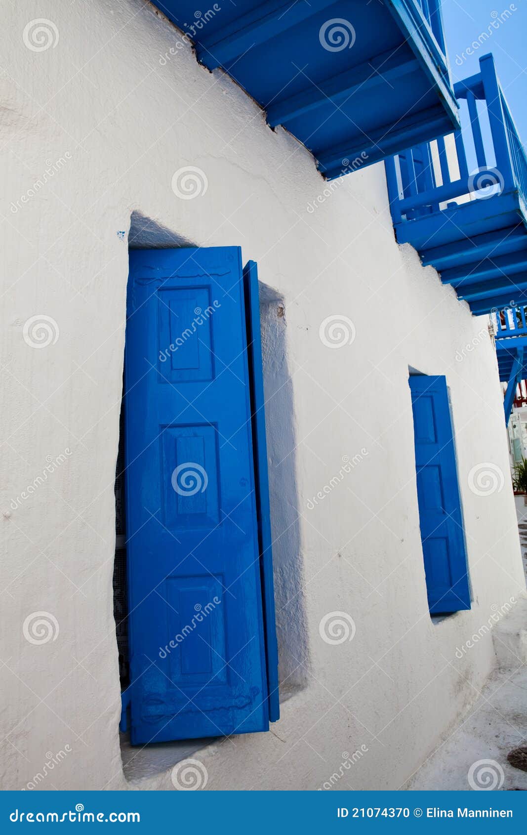 Blue Windows in Mykonos, Greece Stock Photo - Image of white, mykonos ...
