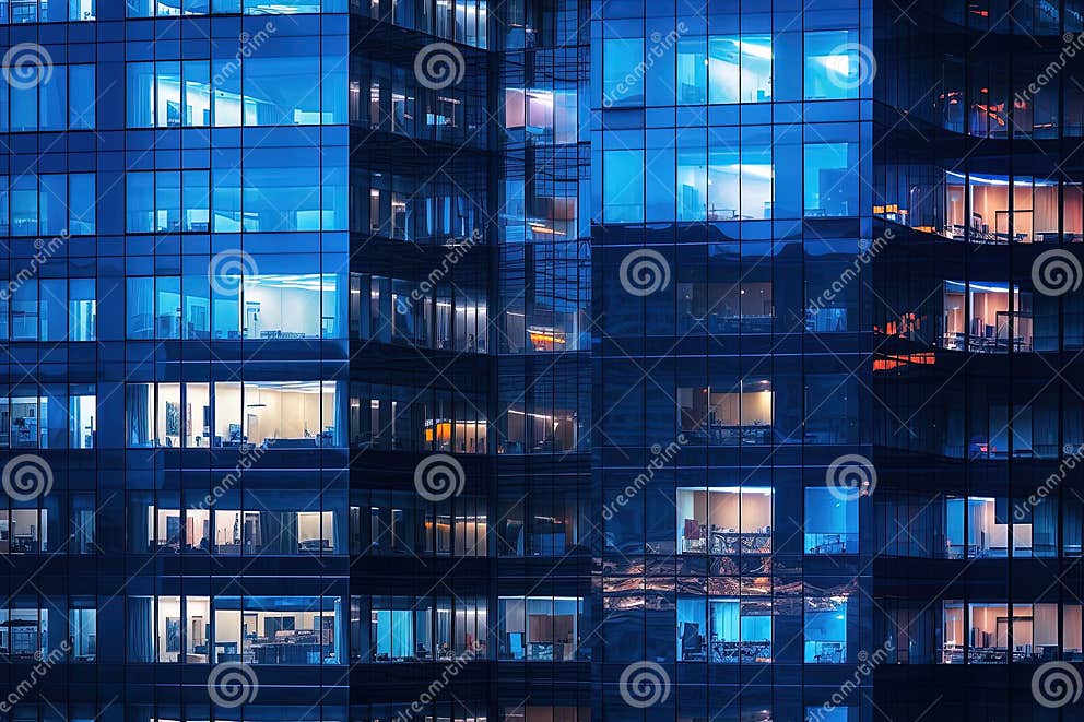Blue Windows of an Office Building. Stock Image - Image of downtown ...