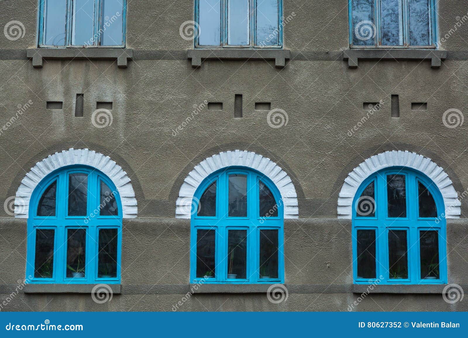 Blue windows. stock photo. Image of architectural, facade - 80627352