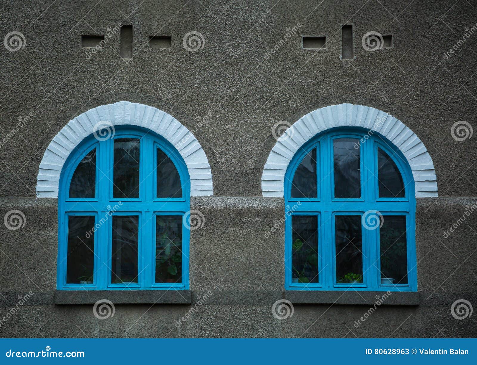 Blue windows. stock image. Image of architectural, decorated - 80628963