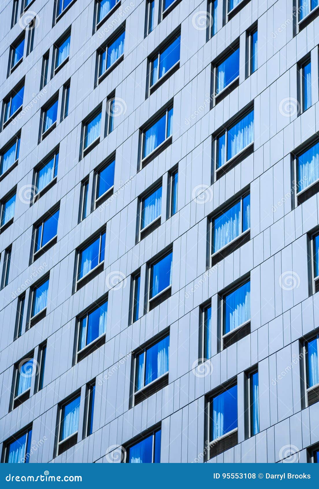 Blue Windows on Silver Building Stock Photo - Image of office ...