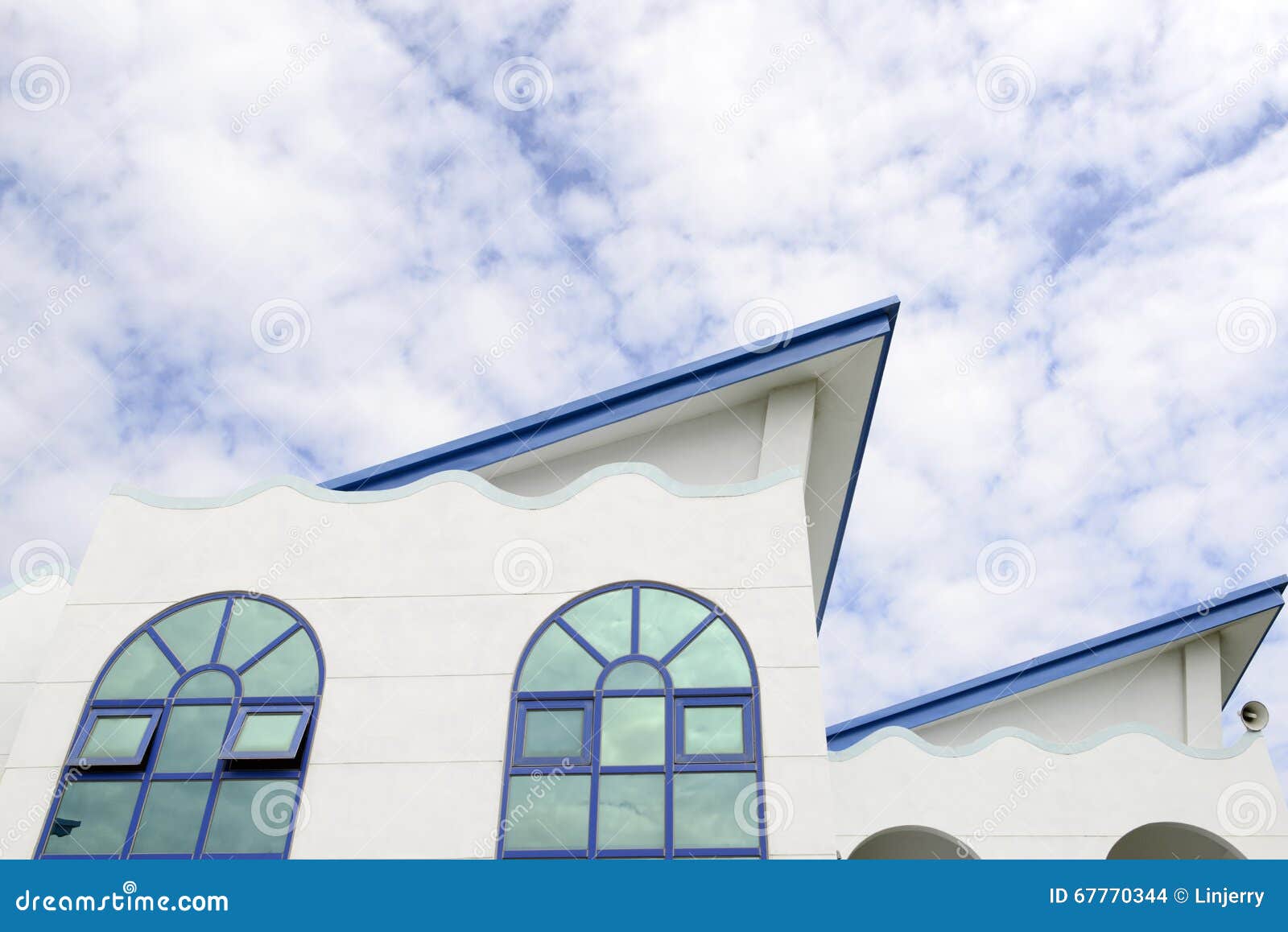Blue Windows on White House Stock Photo - Image of decoration, nature ...