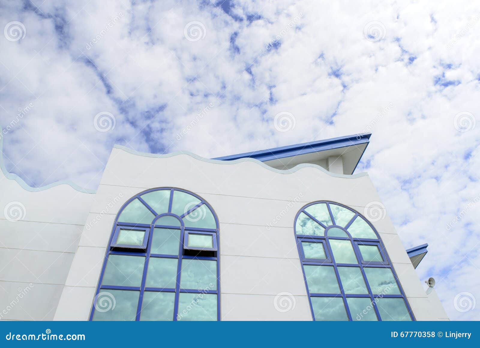 Blue Windows on White House Stock Photo - Image of style, architecture ...