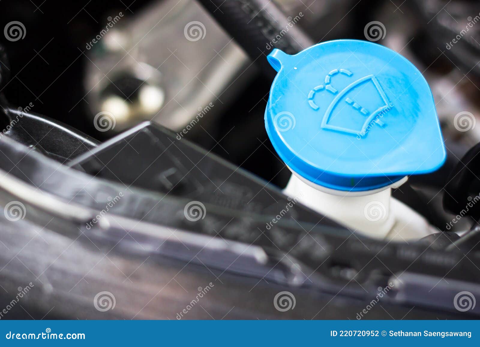 Blue Windshield Wiper Cap Inside a Car Engine Stock Photo - Image of ...