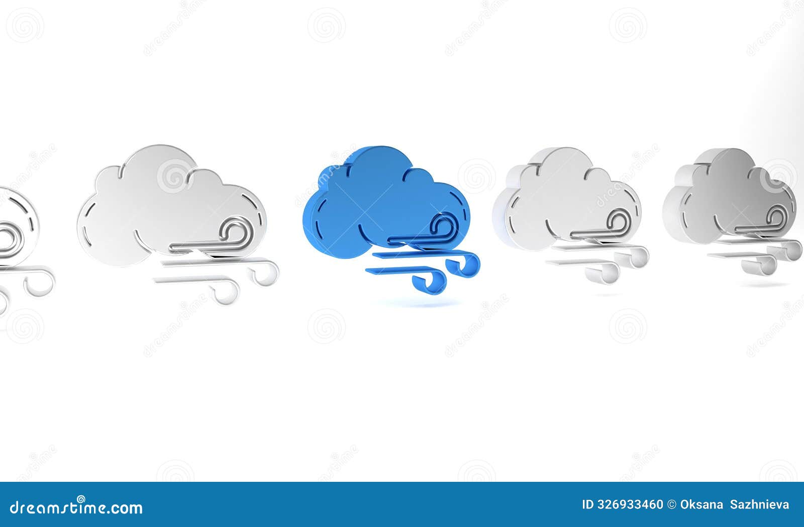 Blue Windy Weather Icon Isolated on White Background. Cloud and Wind ...