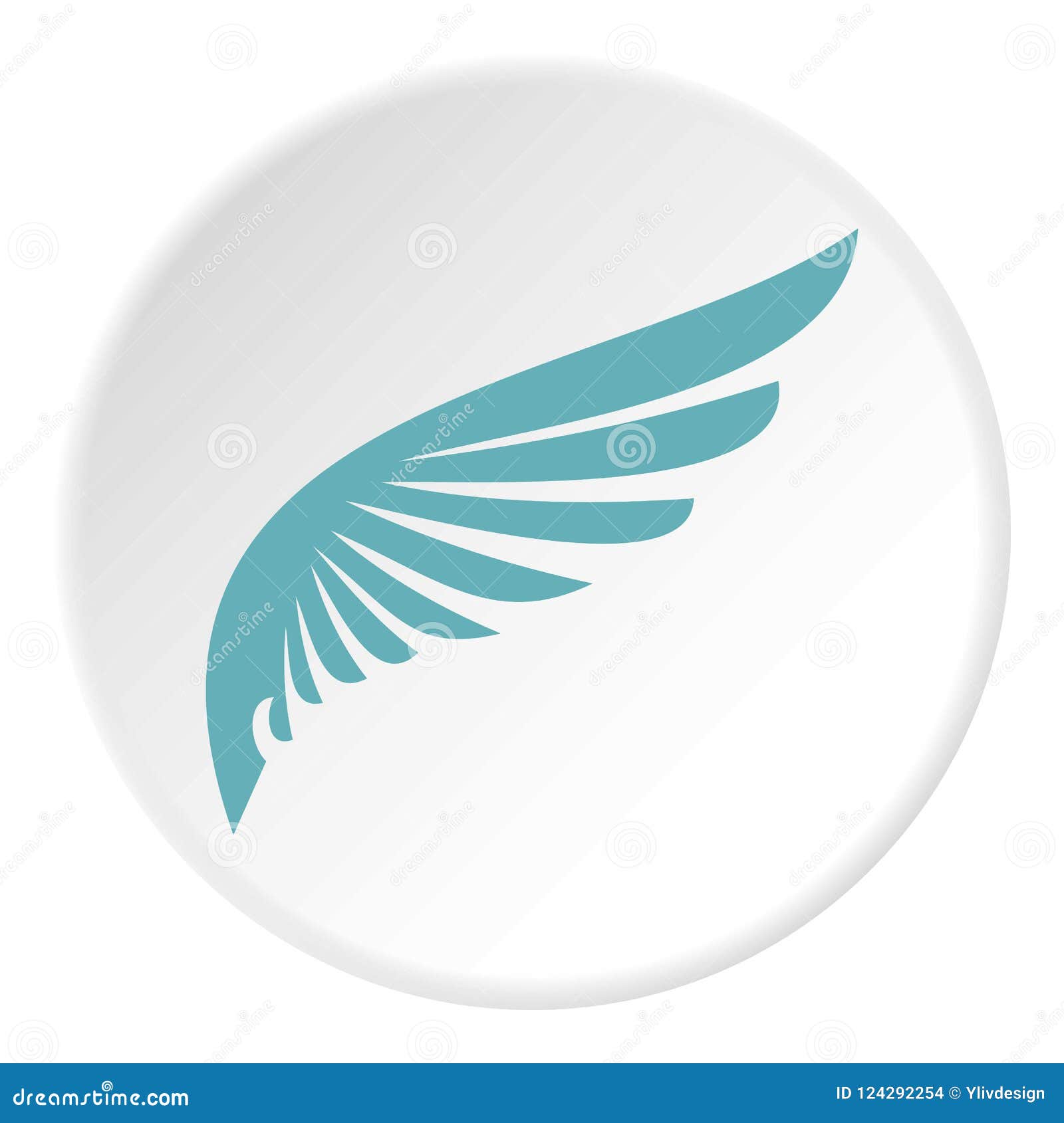 Blue wing icon, flat style stock illustration. Illustration of emblem ...