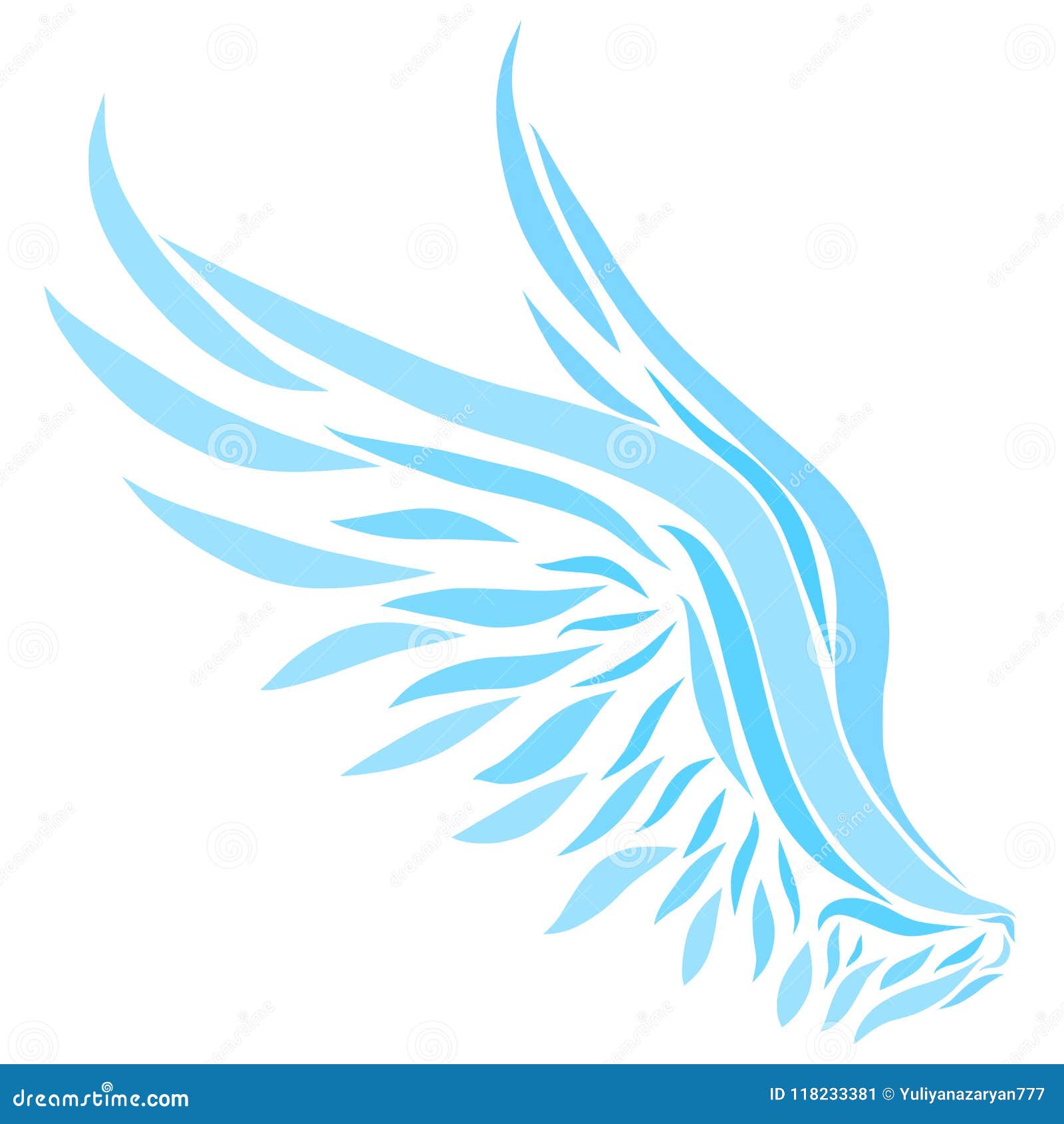 Blue Wings Painted with Smooth Lines Stock Illustration - Illustration ...