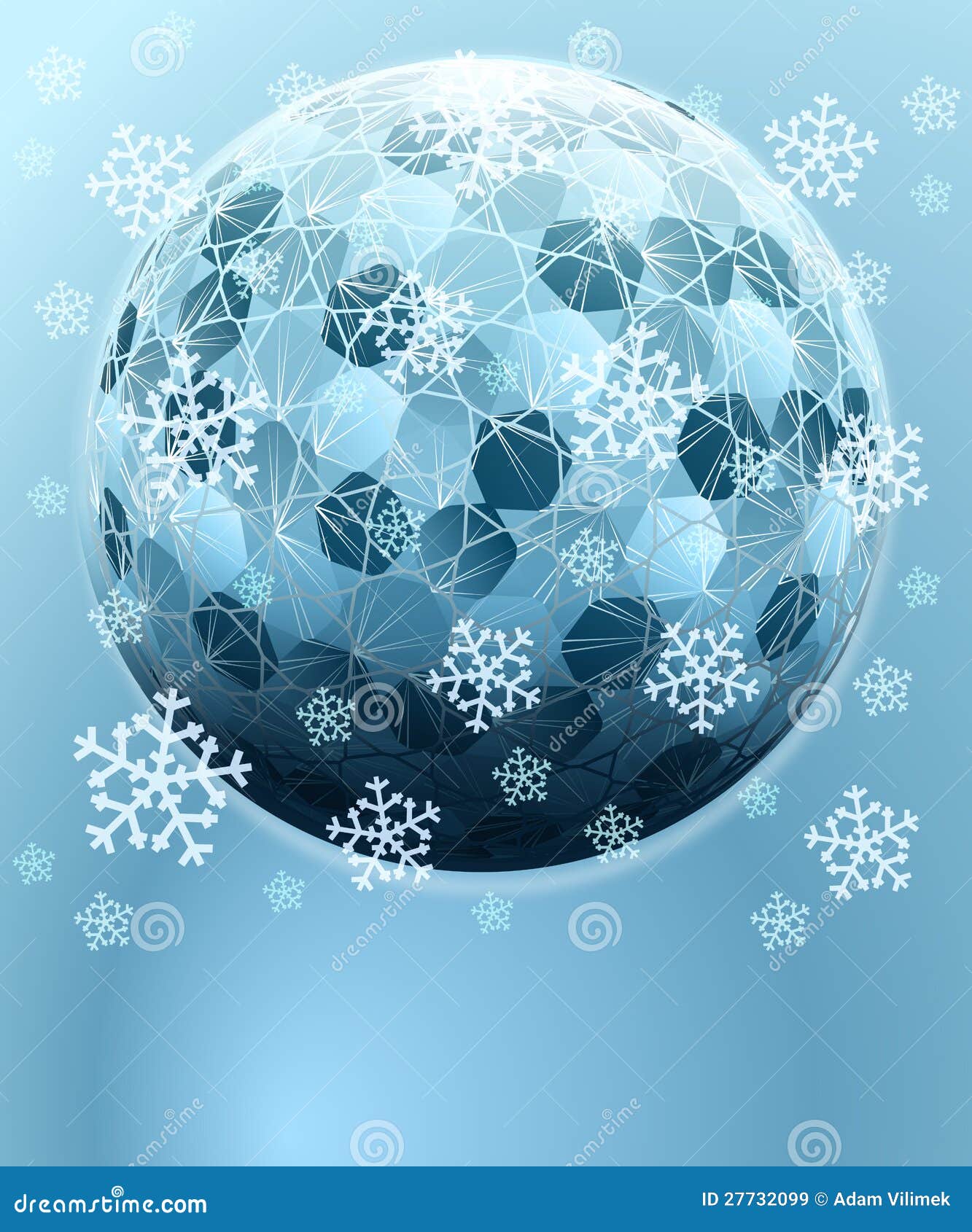 Blue Winter Hexagonal Sphere with Snow Card Stock Vector - Illustration ...