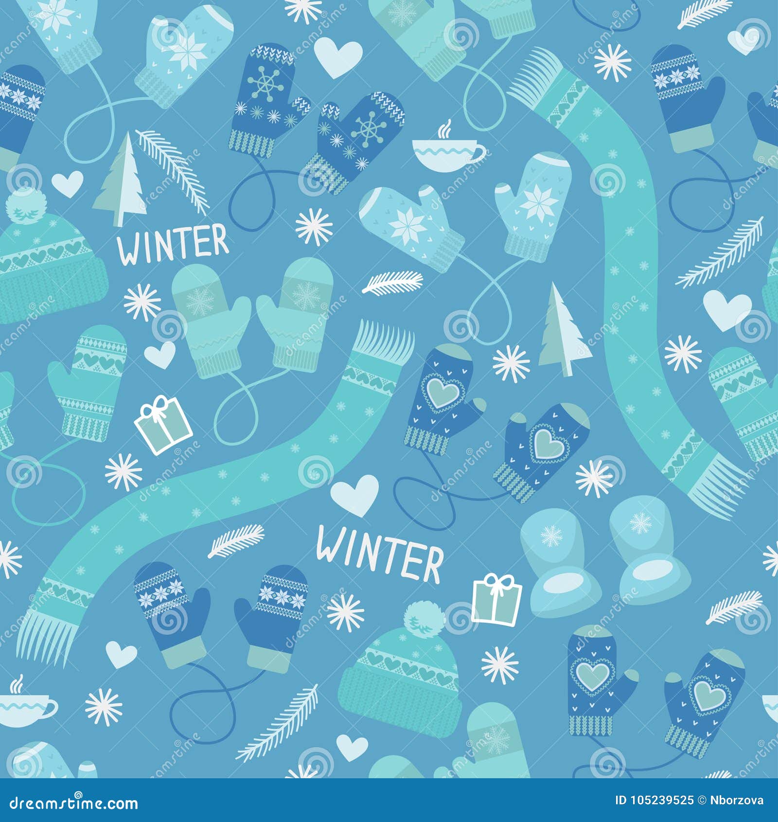Blue winter pattern stock vector. Illustration of winter - 105239525