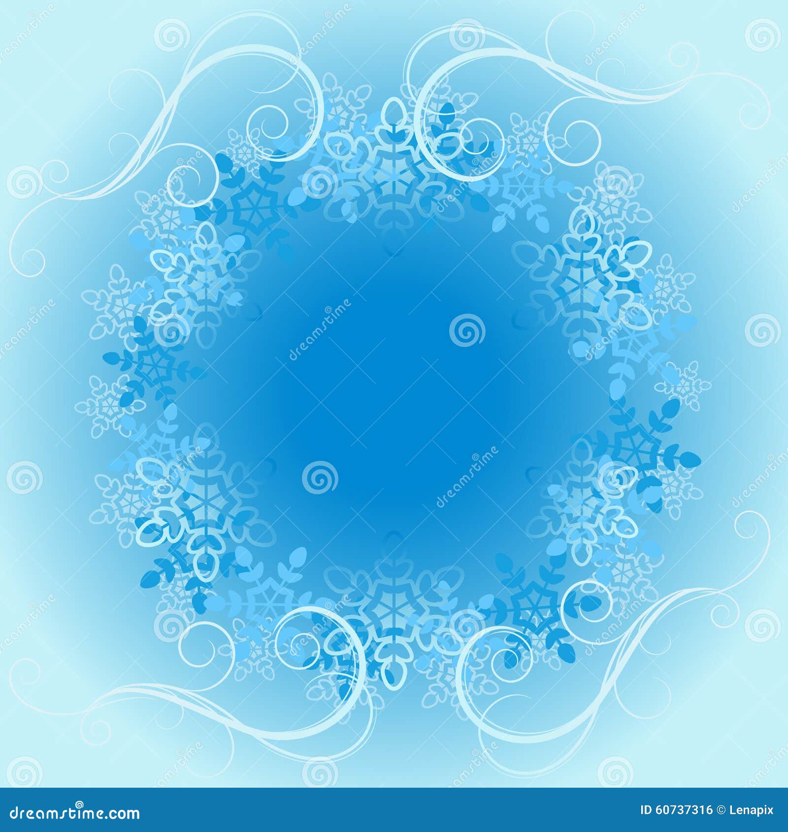 Blue winter round frame stock vector. Illustration of decor - 60737316