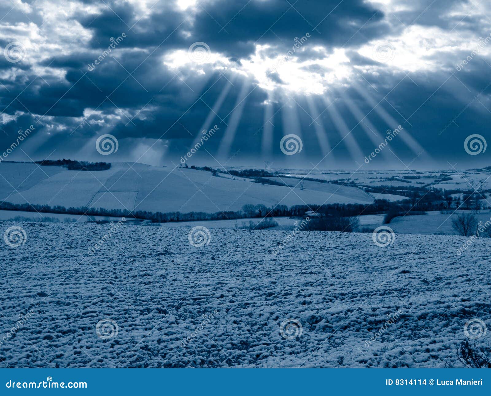 Blue winter scenic stock photo. Image of blue, cloud, agriculture - 8314114