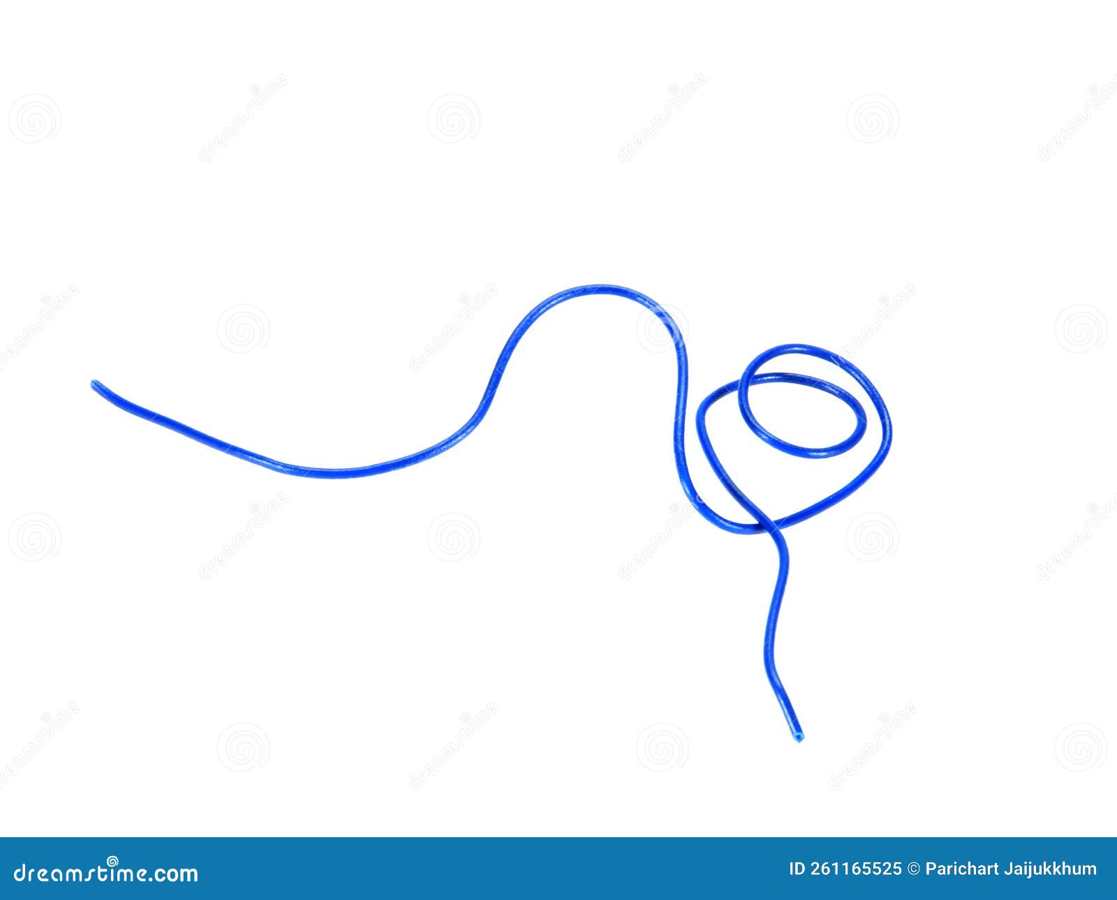 Close-up Single Blue Line Power Cable Isolated on White Background ...