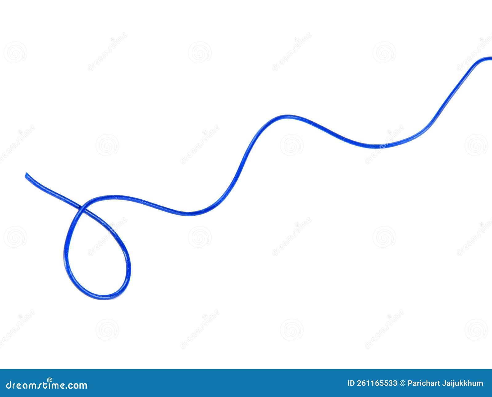 Close-up Single Blue Line Power Cable Isolated on White Background ...