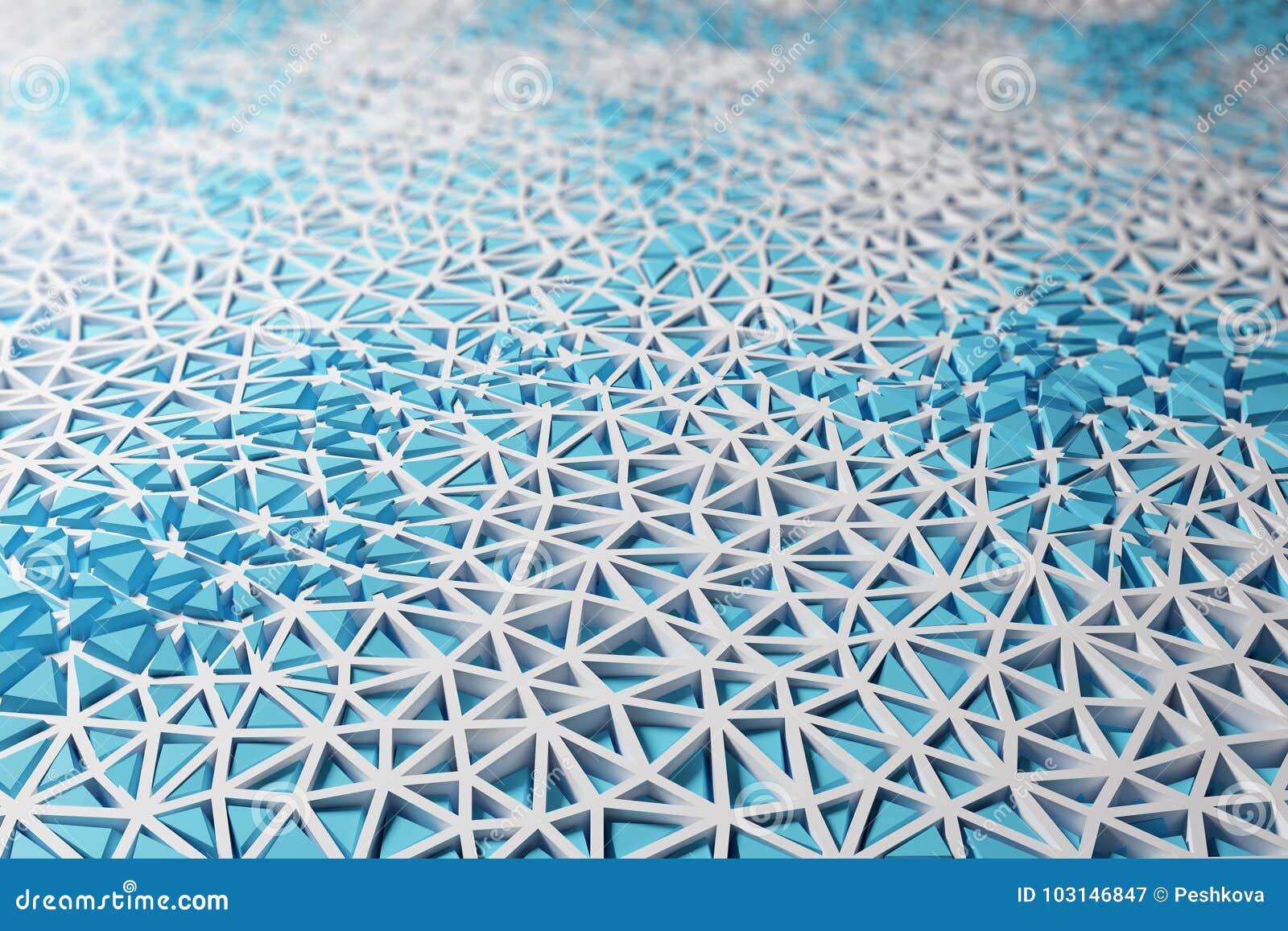 Blue Wireframe 3D Illustration On Gradient Background. Royalty-Free ...