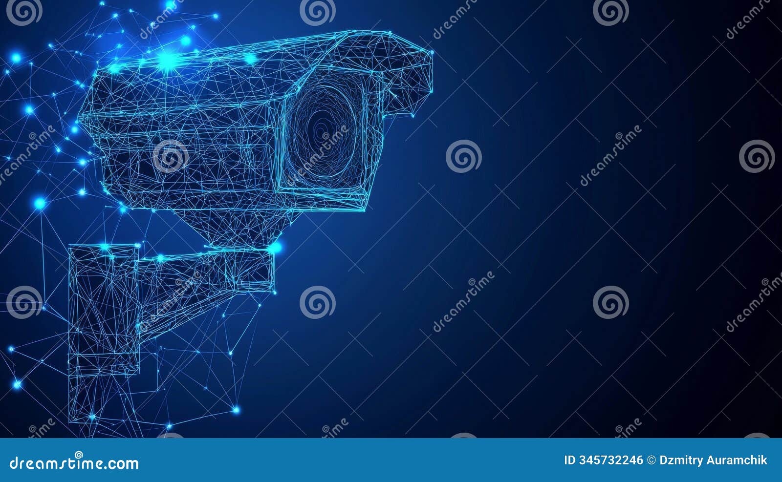 Blue Wireframe Mesh of a CCTV Security Camera. Stock Photo - Image of ...