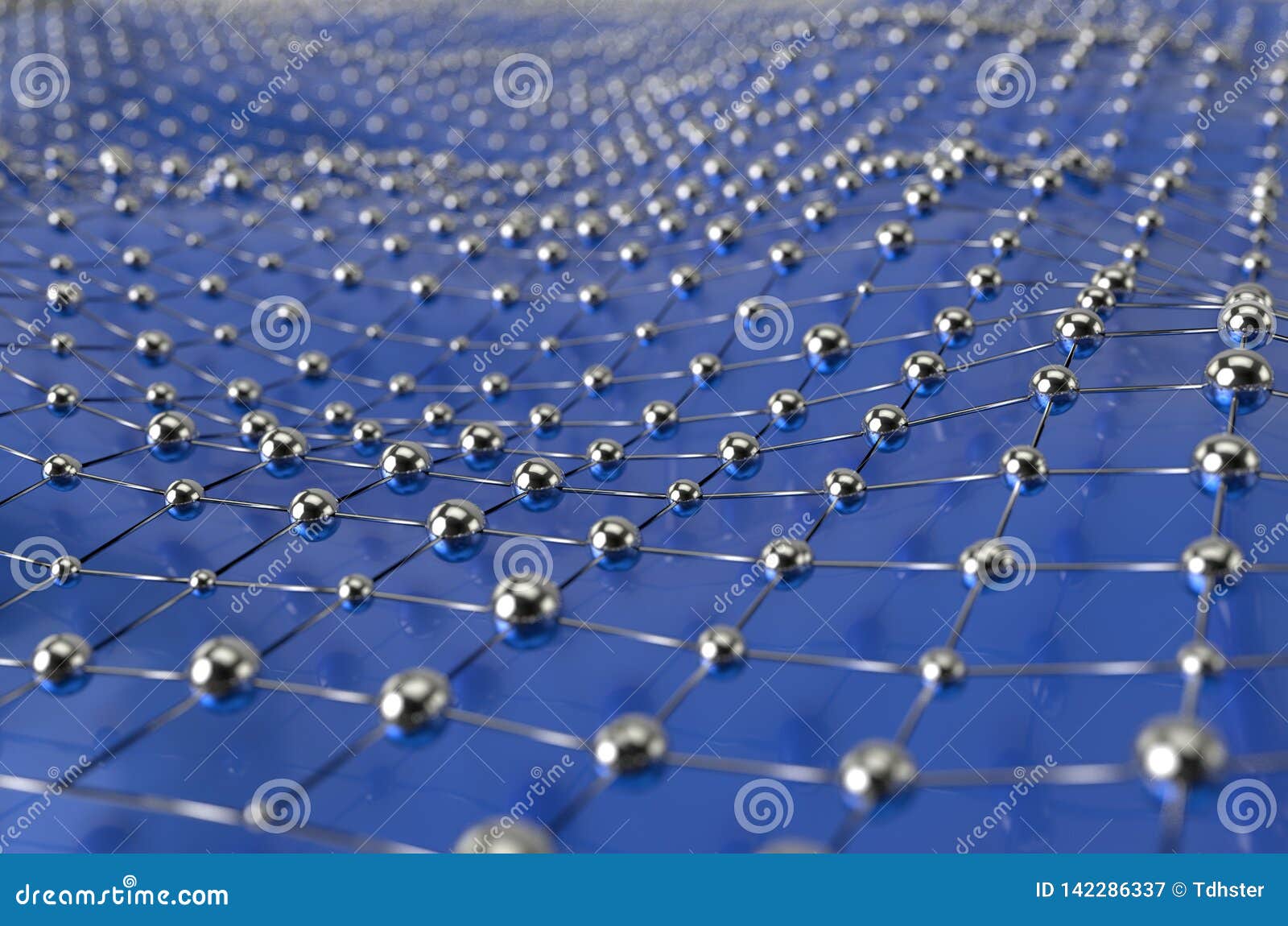 Blue Wireframe Metallic Blue Mesh with Ball Wave Landscape Abstract ...