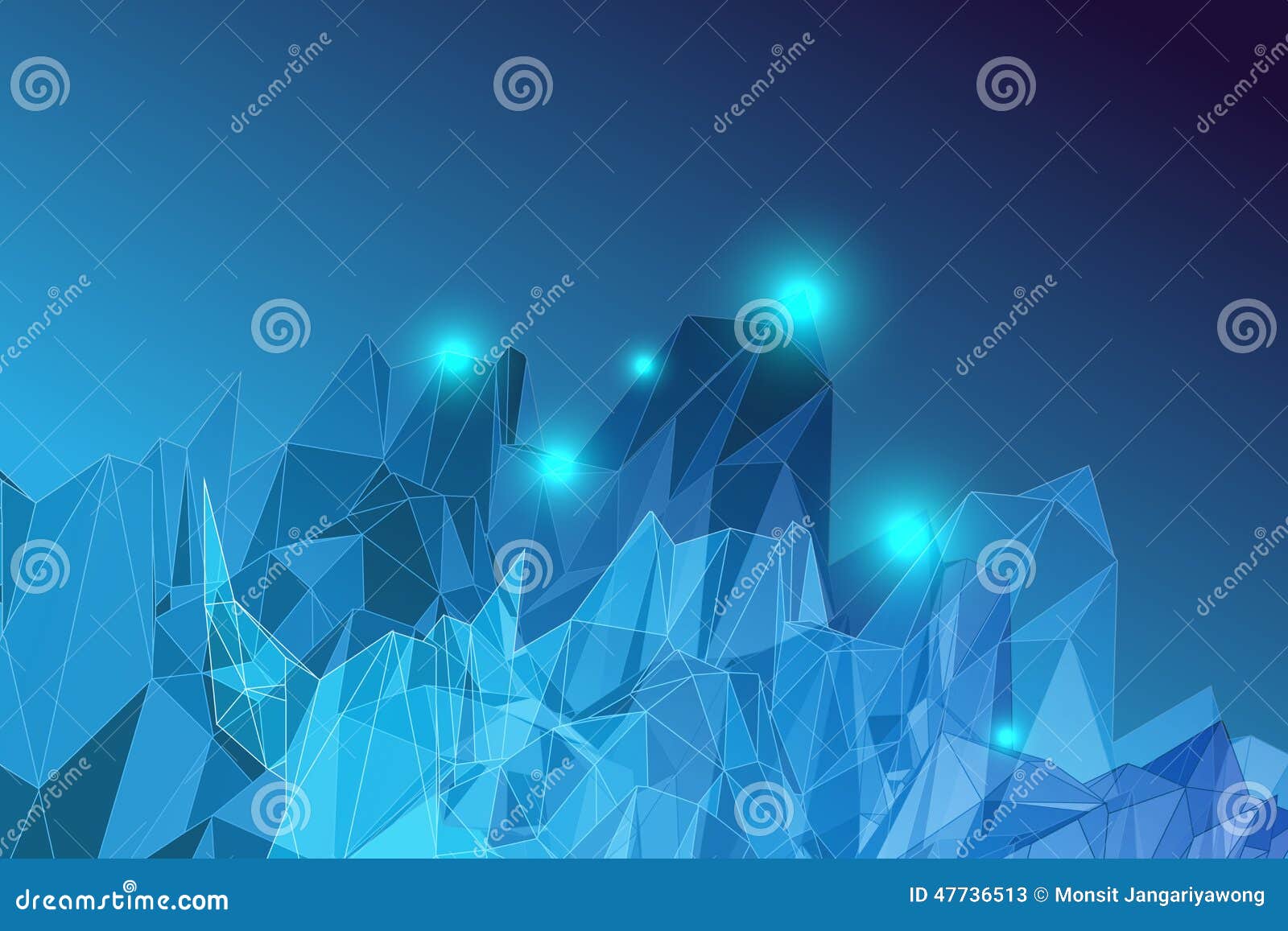 Blue Wireframe Polygon Abstract Background Stock Vector - Illustration ...