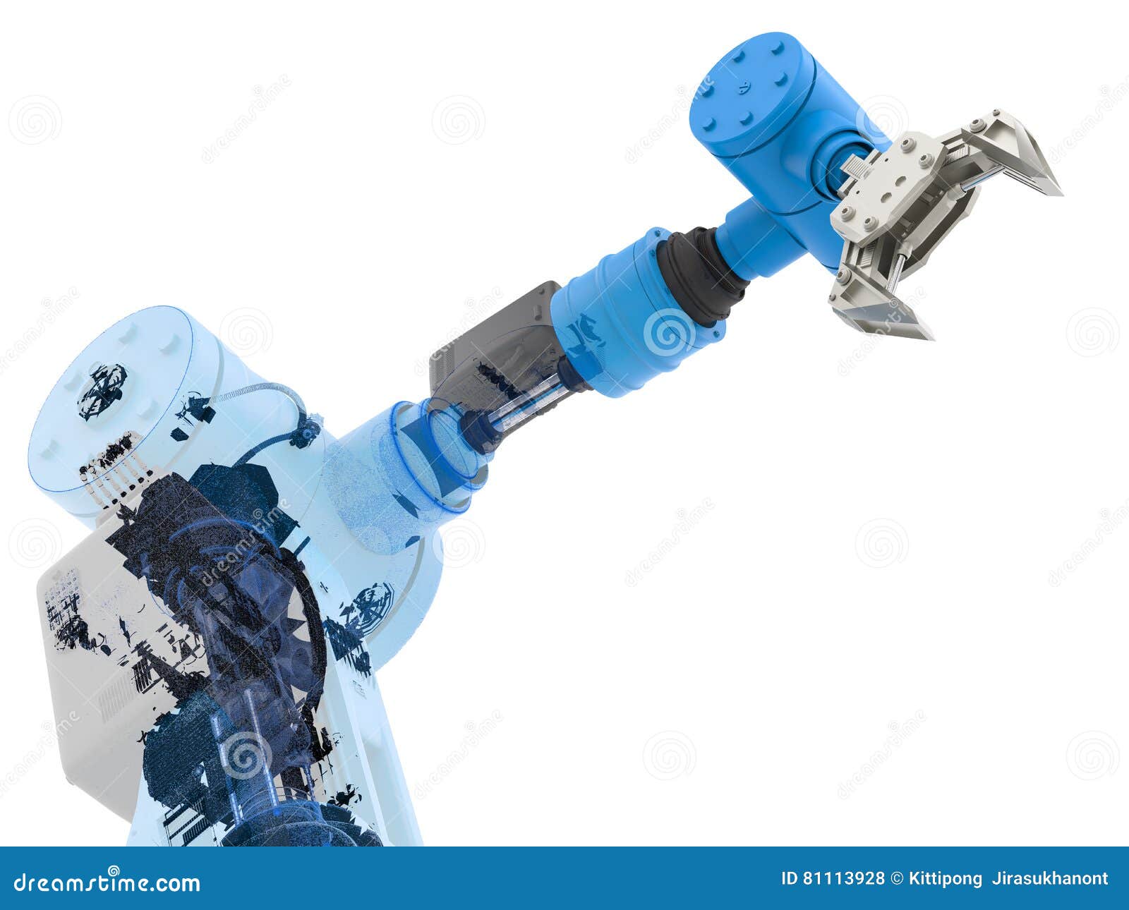 Blue wireframe robotic arm stock photo. Image of automaton - 81113928