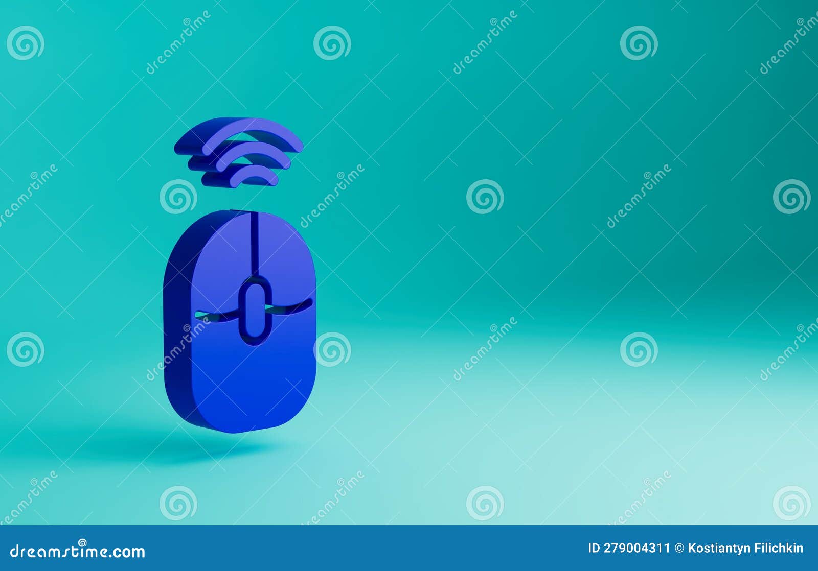 Blue Wireless Computer Mouse Icon Isolated on Blue Background. Optical ...