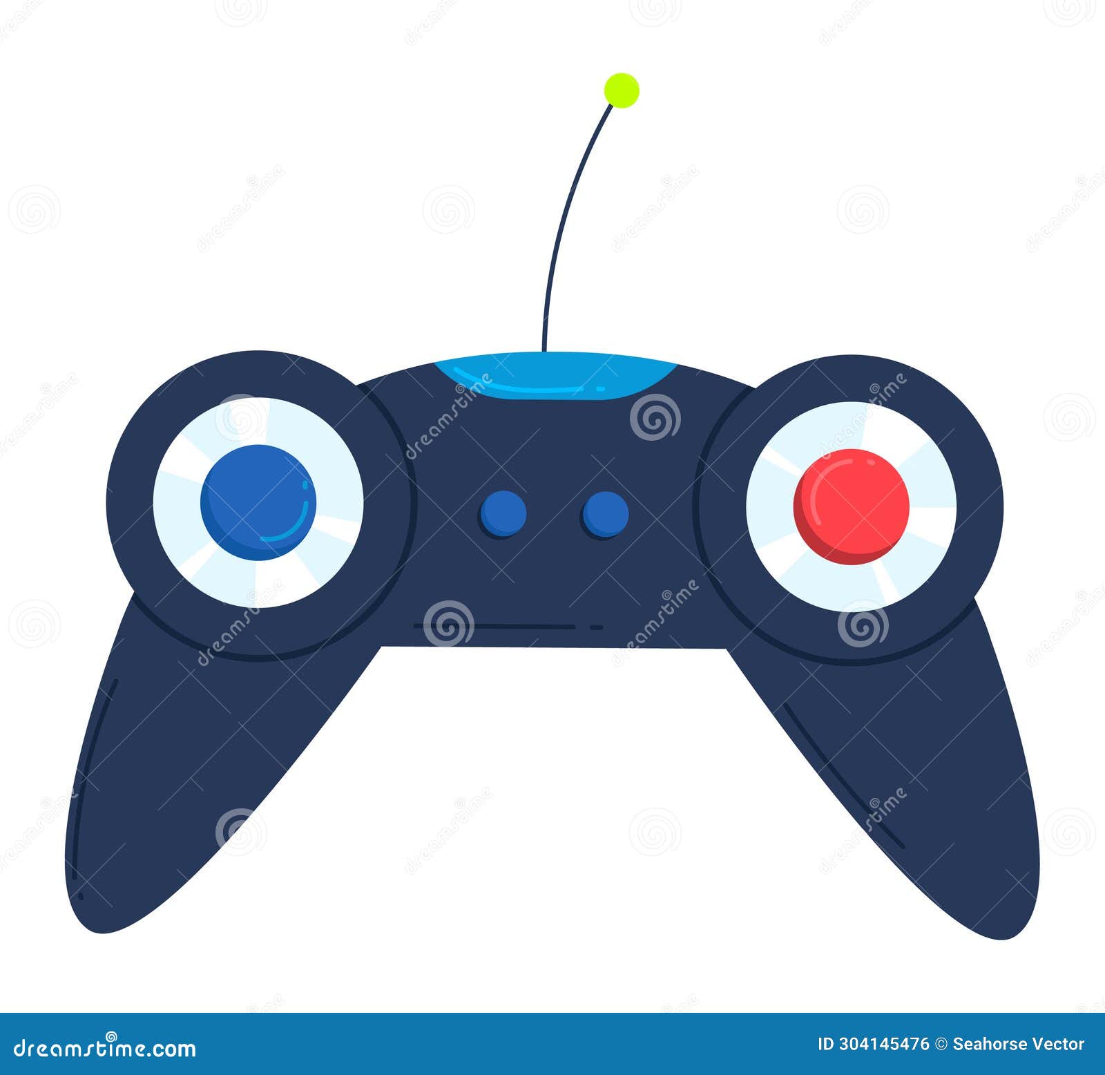 Blue Wireless Game Controller with Twin Joysticks and Antenna. Cartoon ...