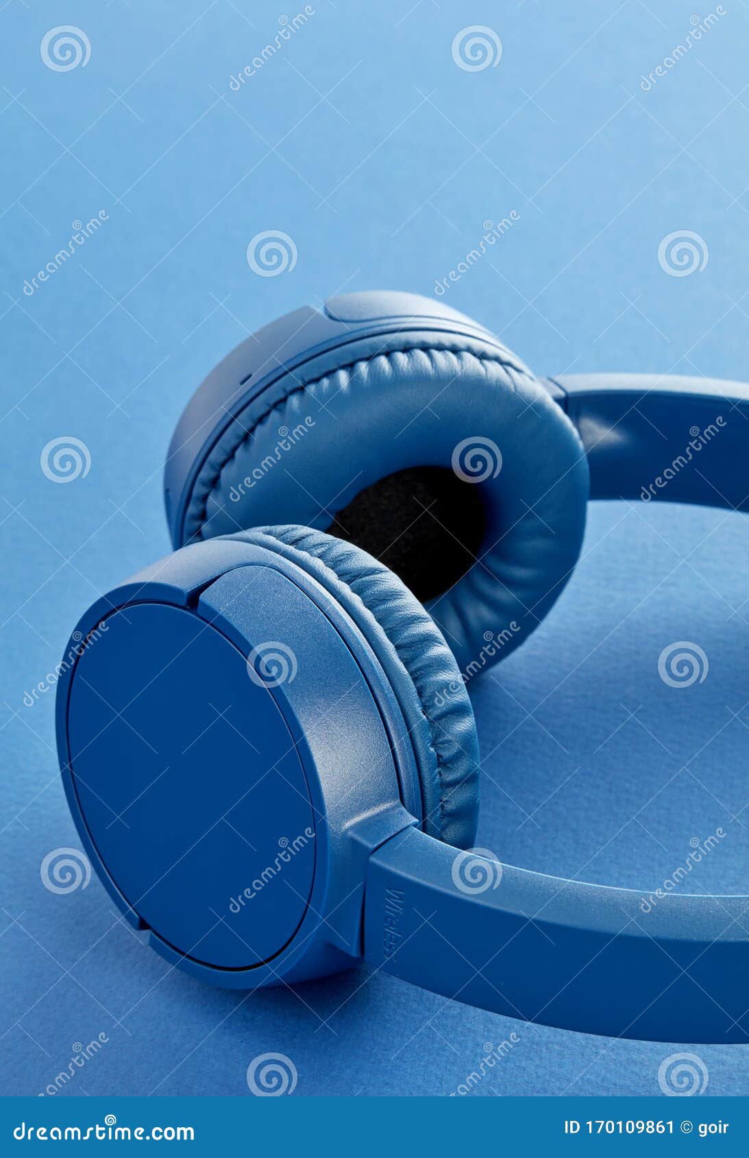 Blue Wireless Headphones Close-up Stock Image - Image of noise, headset ...