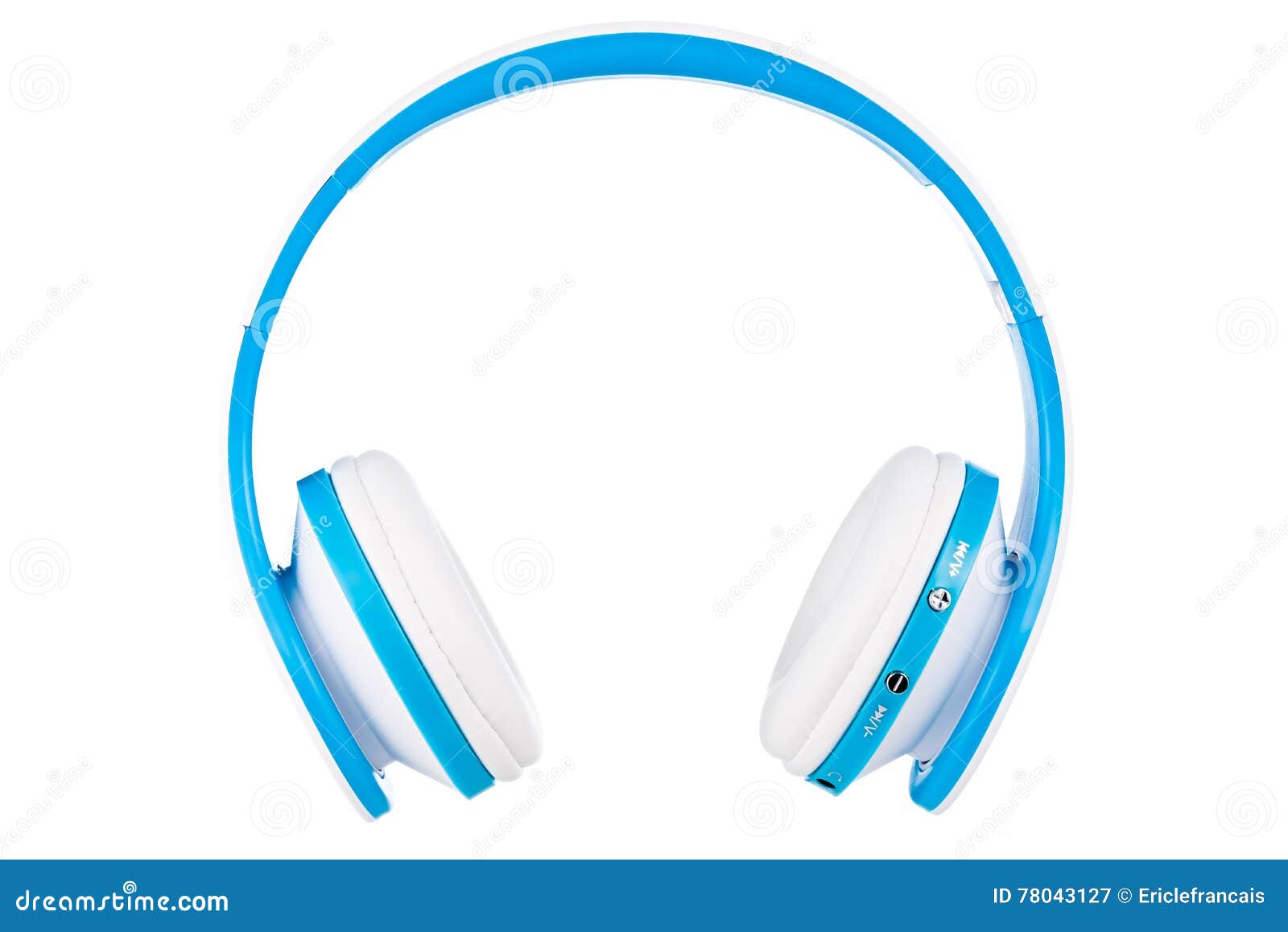 Blue Wireless Headphones Front View Isolated on White Stock ...