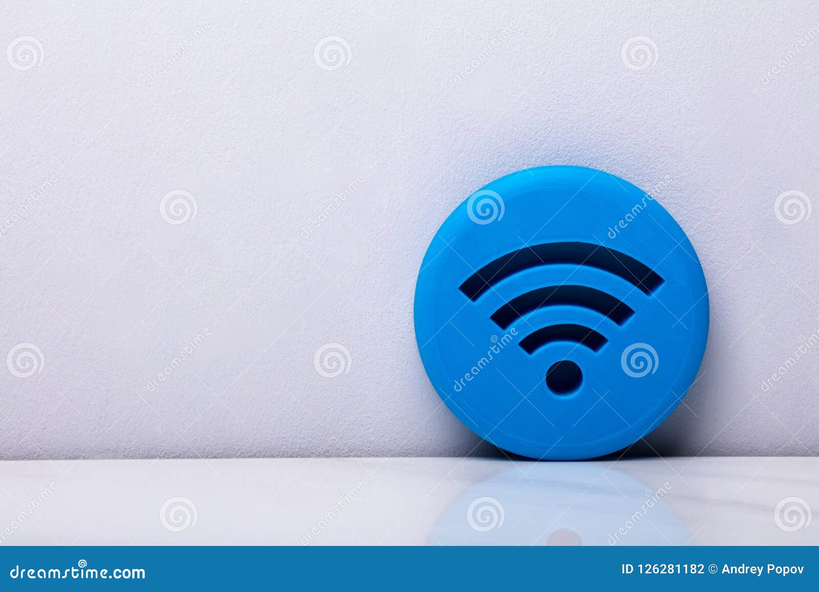 Blue 3d WiFi Icon stock photo. Image of icon, coverage - 126281182