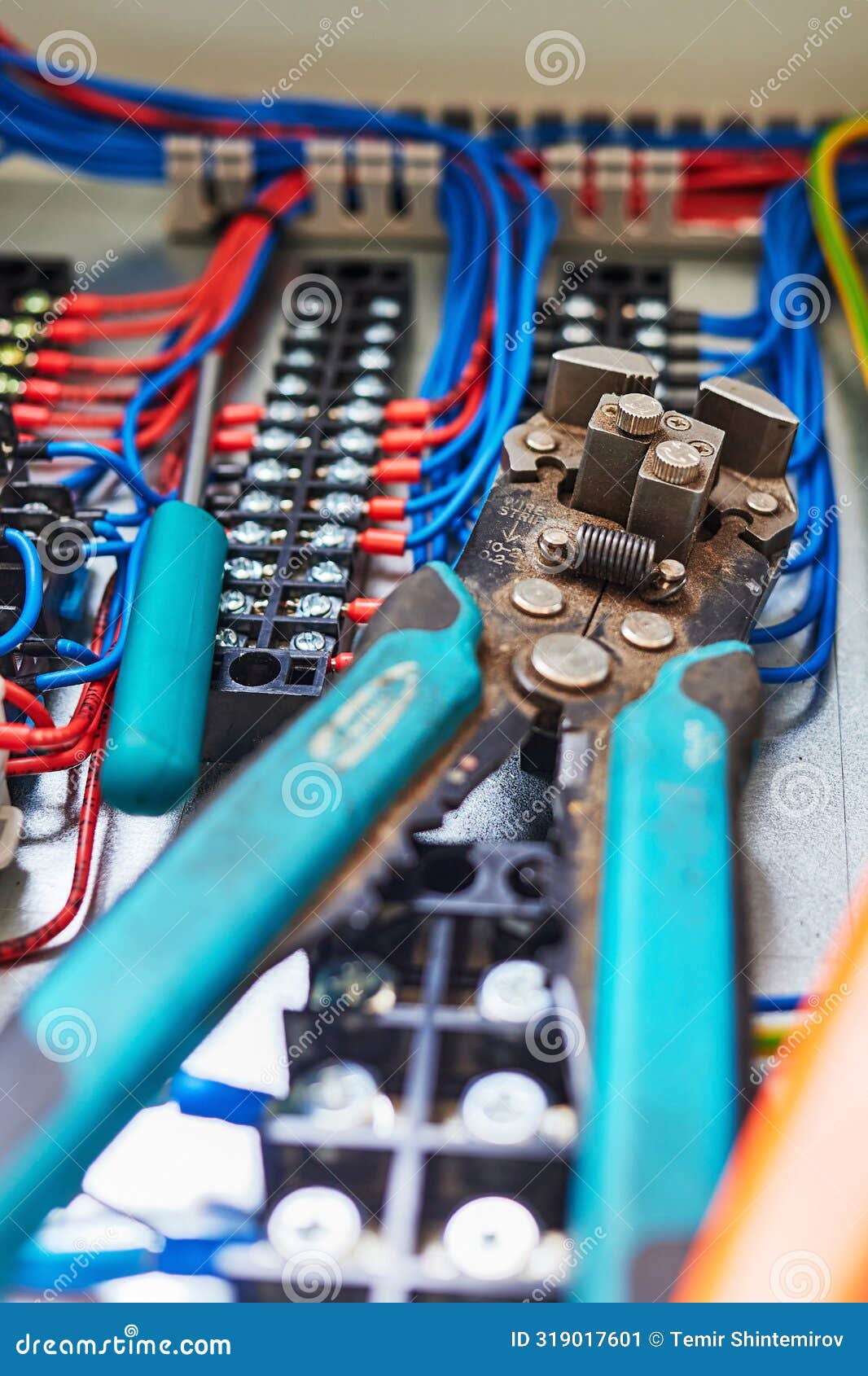 Blue Wires Connected To the Contact Strip and Relays Stock Image ...