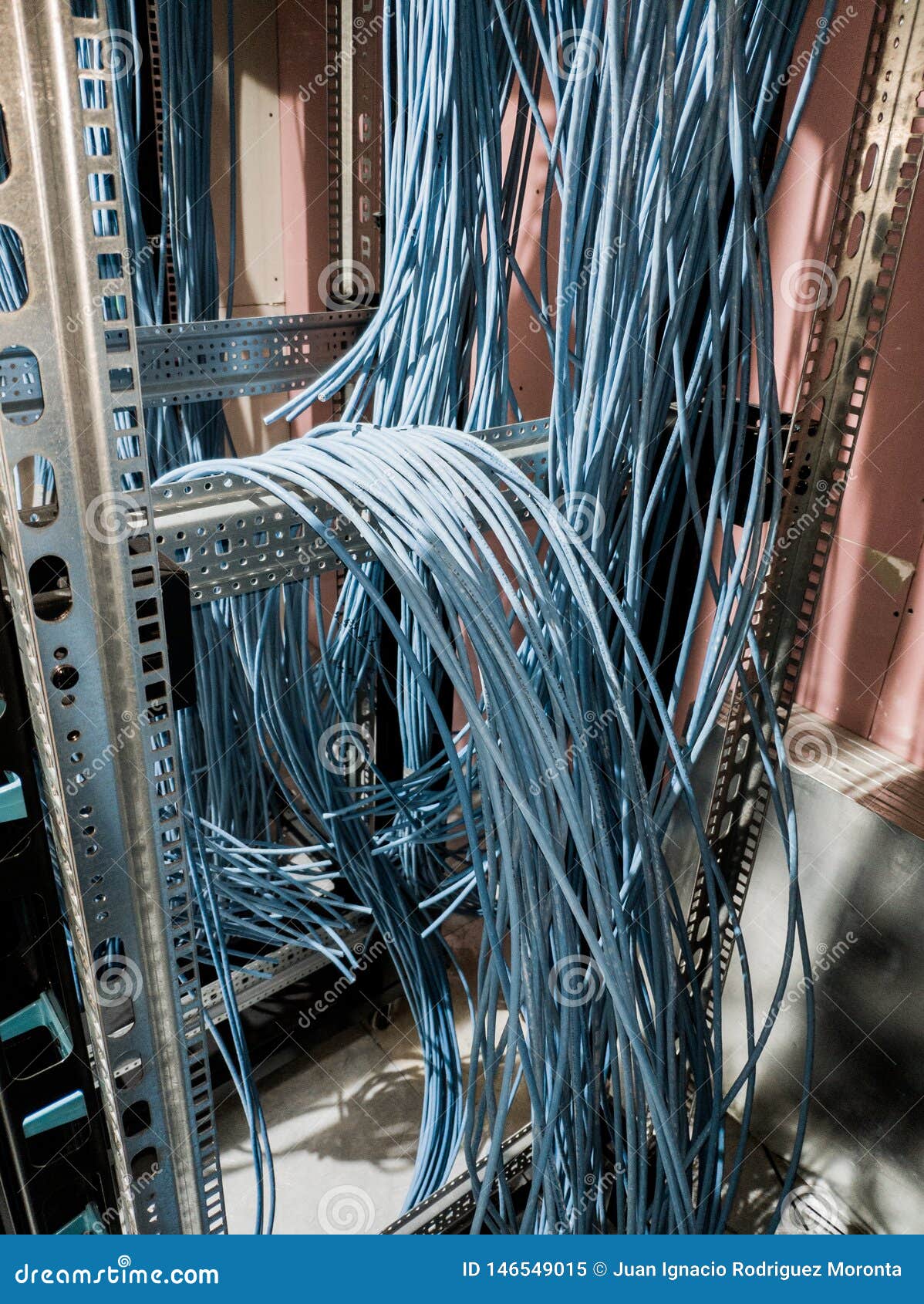 Blue wiring for rack data stock image. Image of technology - 146549015