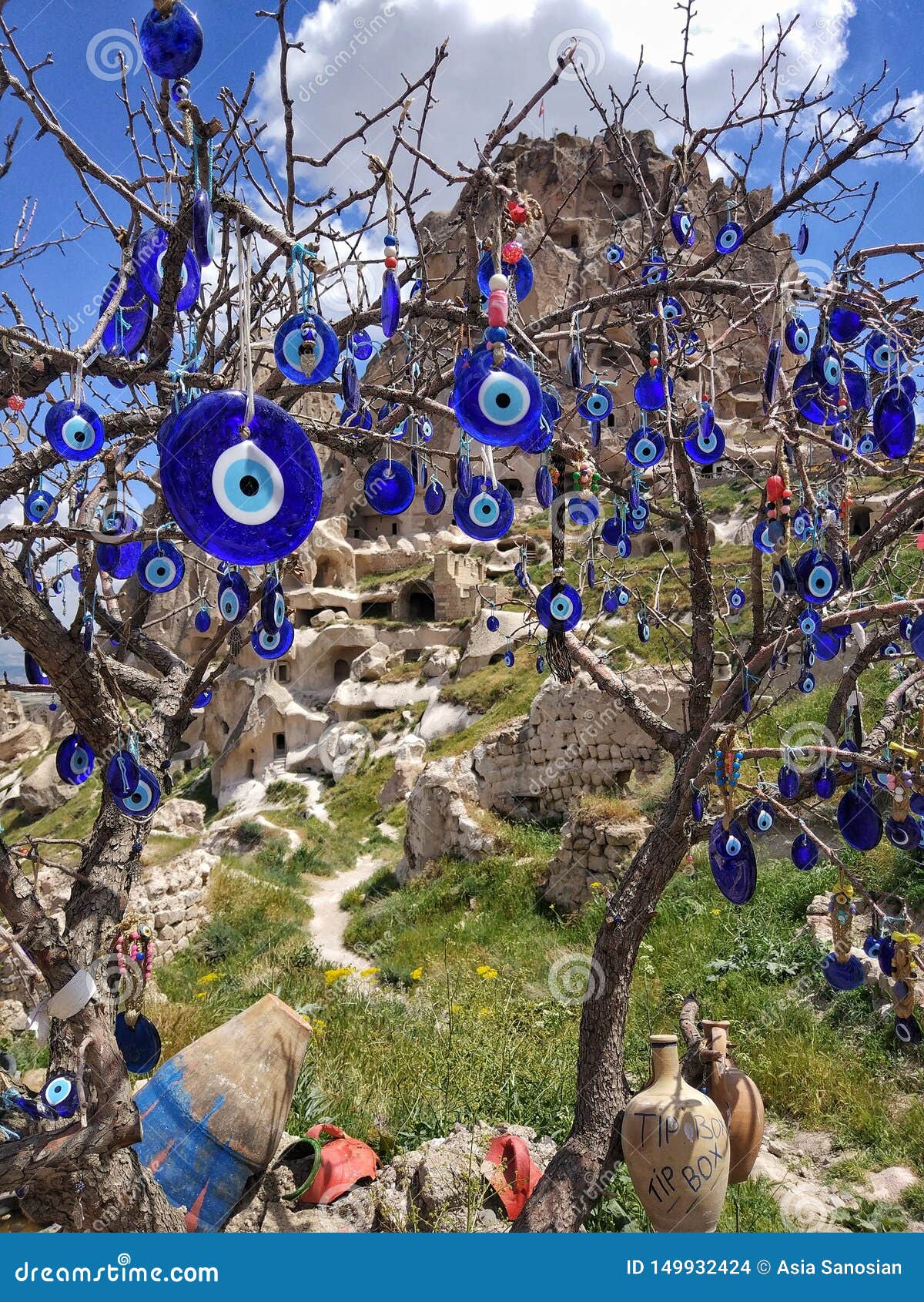 Blue Wish Tree in Cappadocia Stock Photo - Image of turkey, color ...